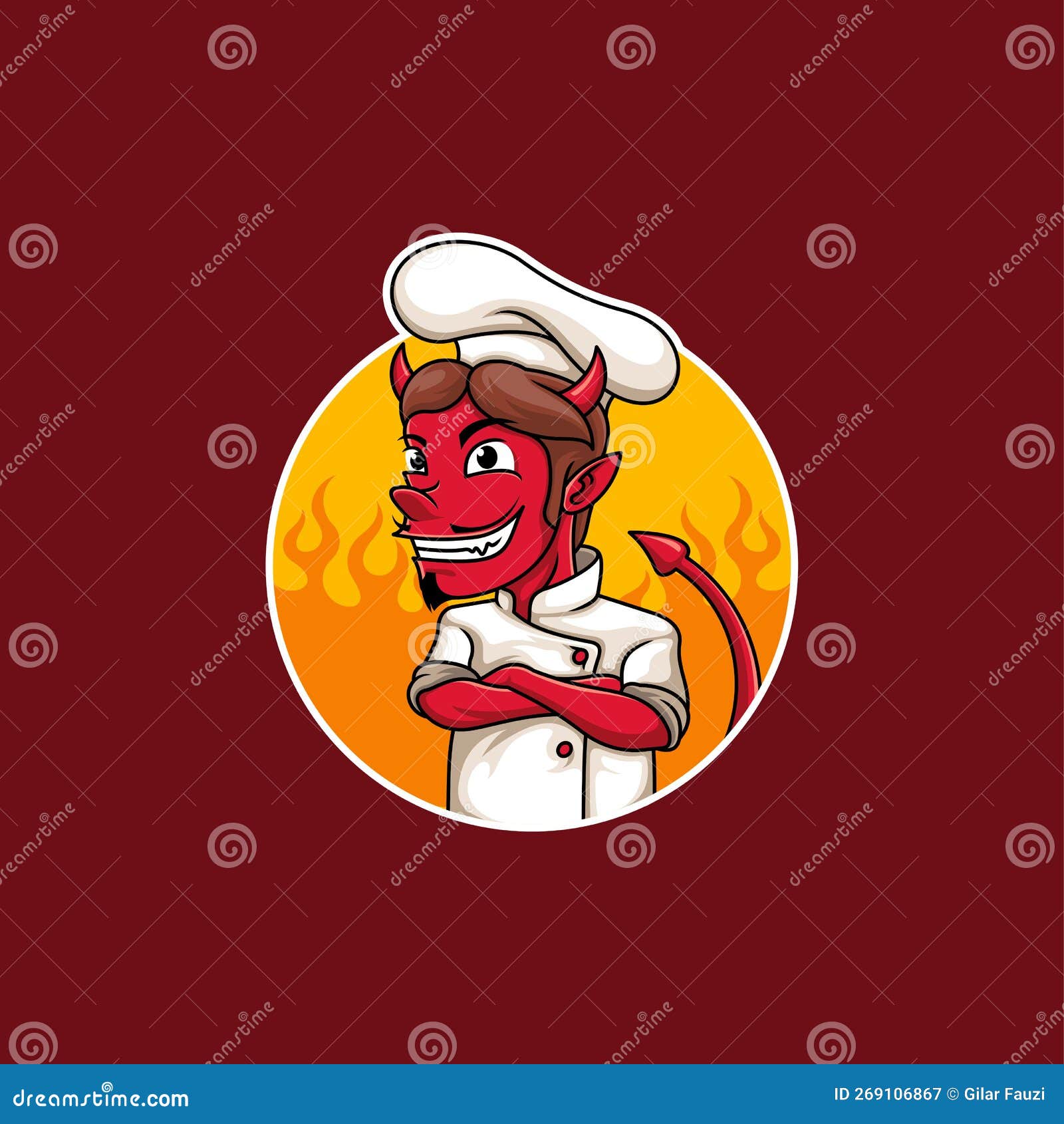 Cute cartoon devil chef stock vector. Illustration of mascot - 269106867