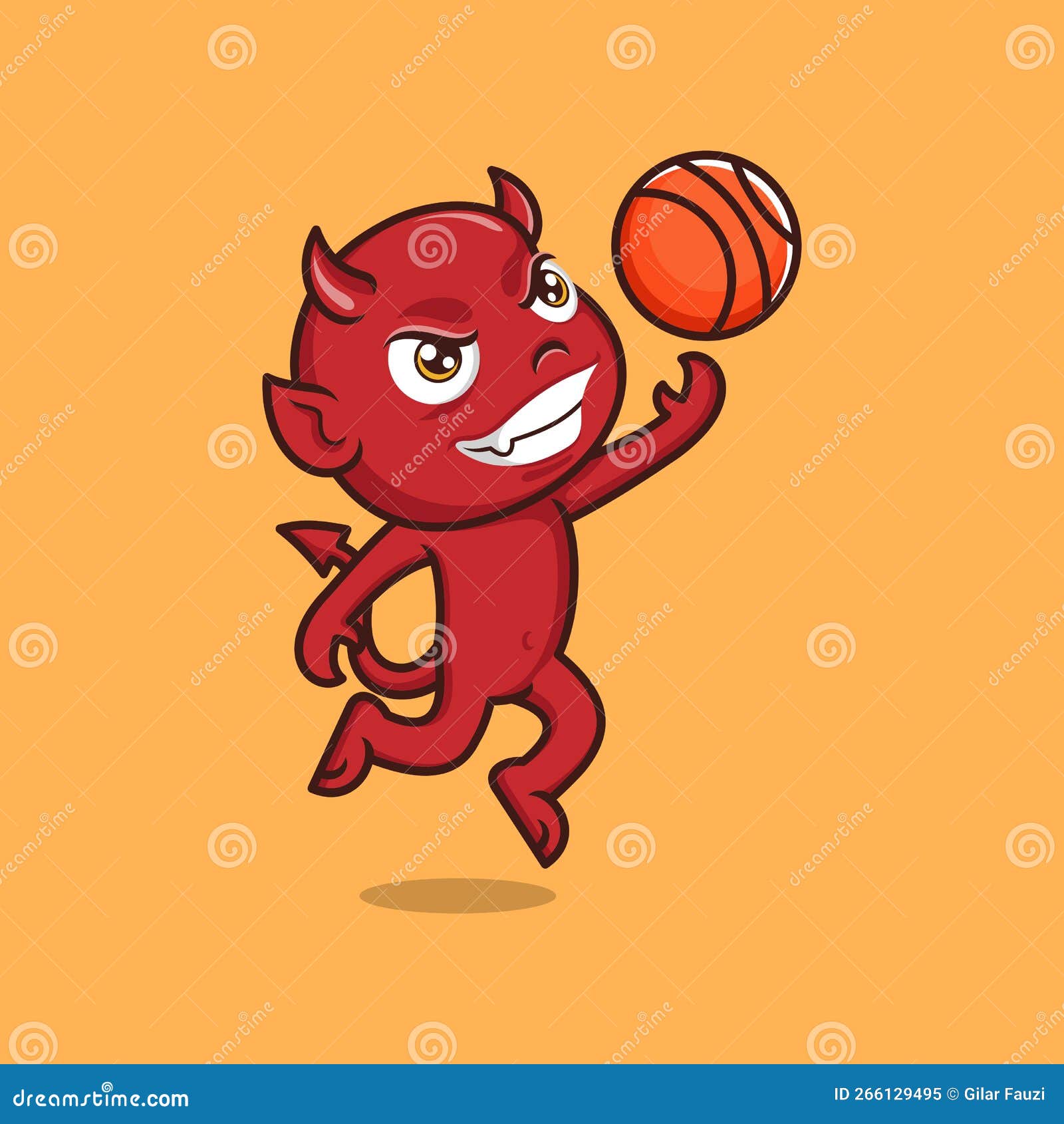 Devil playing basketball stock vector. Illustration of character ...