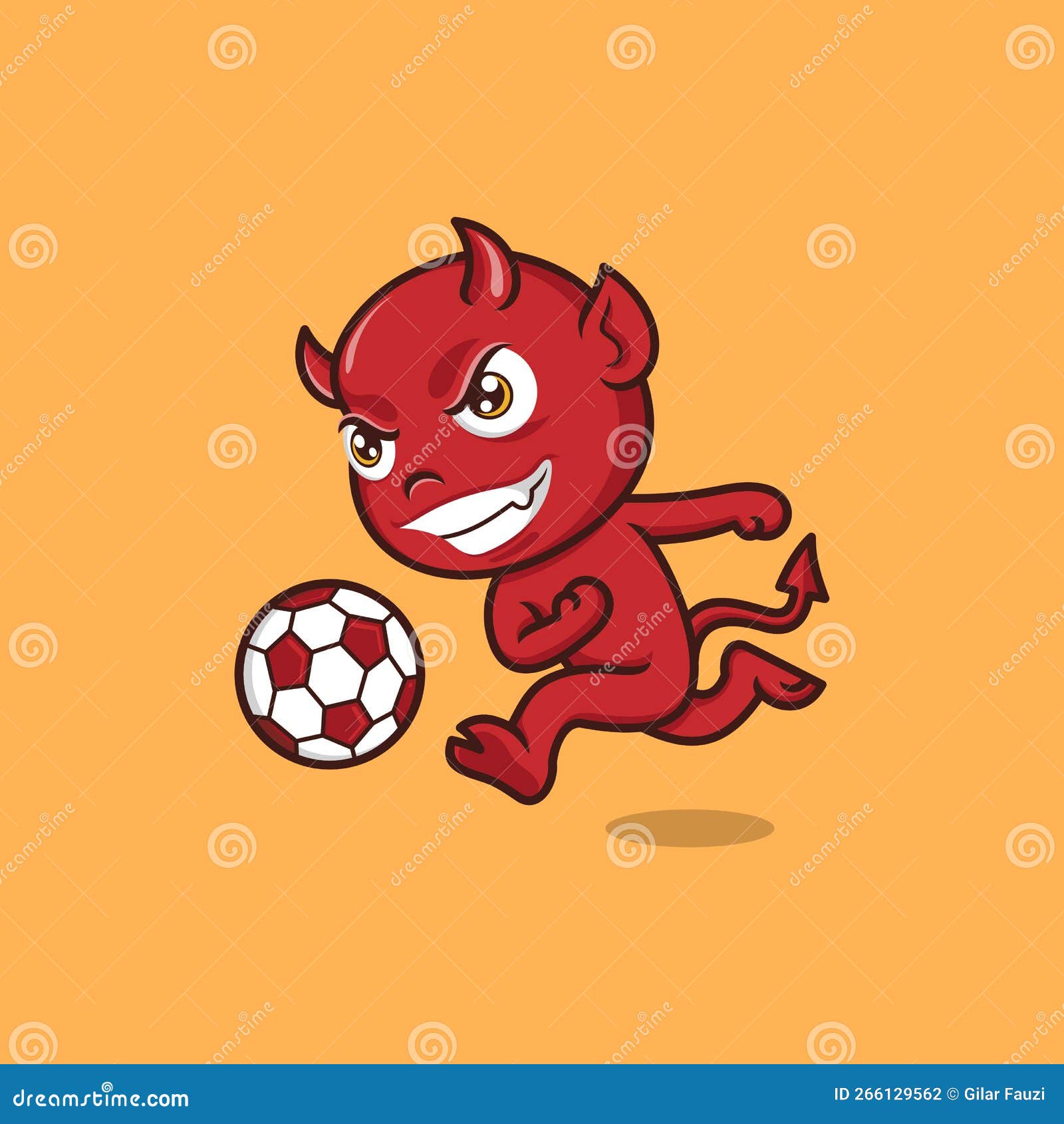 Devil playing football stock vector. Illustration of sport - 266129562