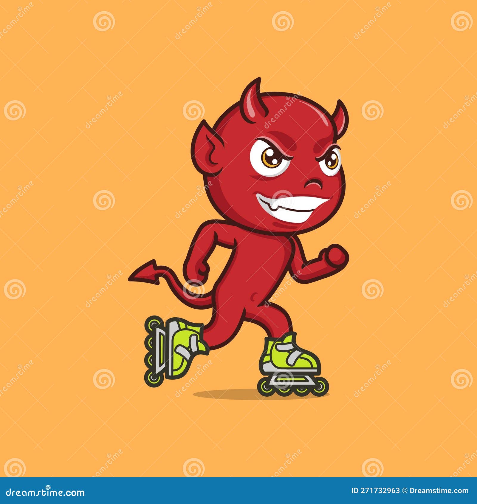 Cute devil roller skates stock vector. Illustration of urban - 271732963
