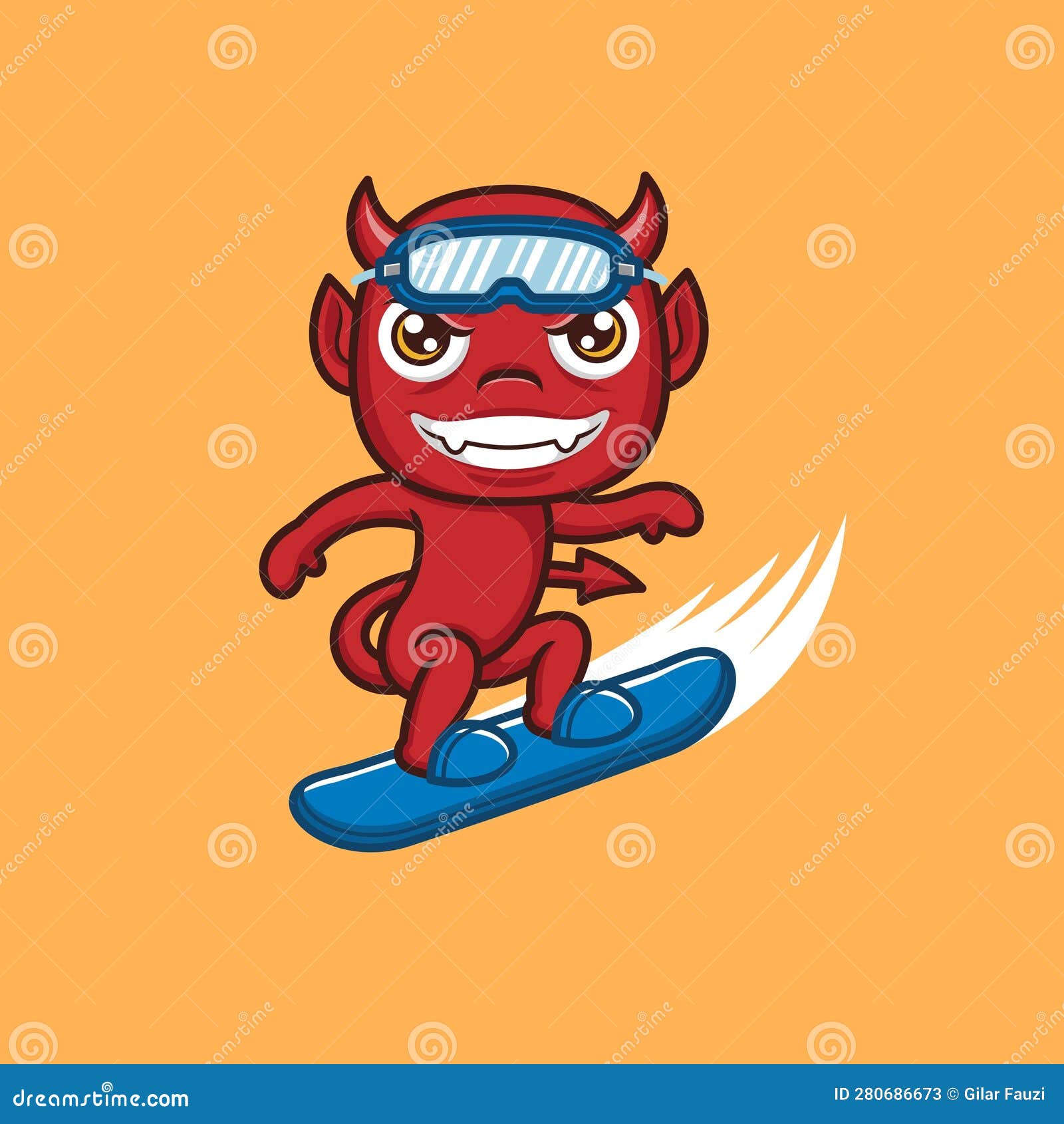 Cartoon devil snowboard stock vector. Illustration of demon - 280686673