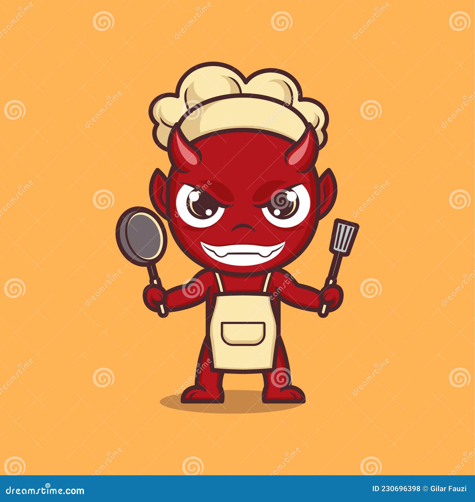 Cute devil chef stock vector. Illustration of vector - 230696398