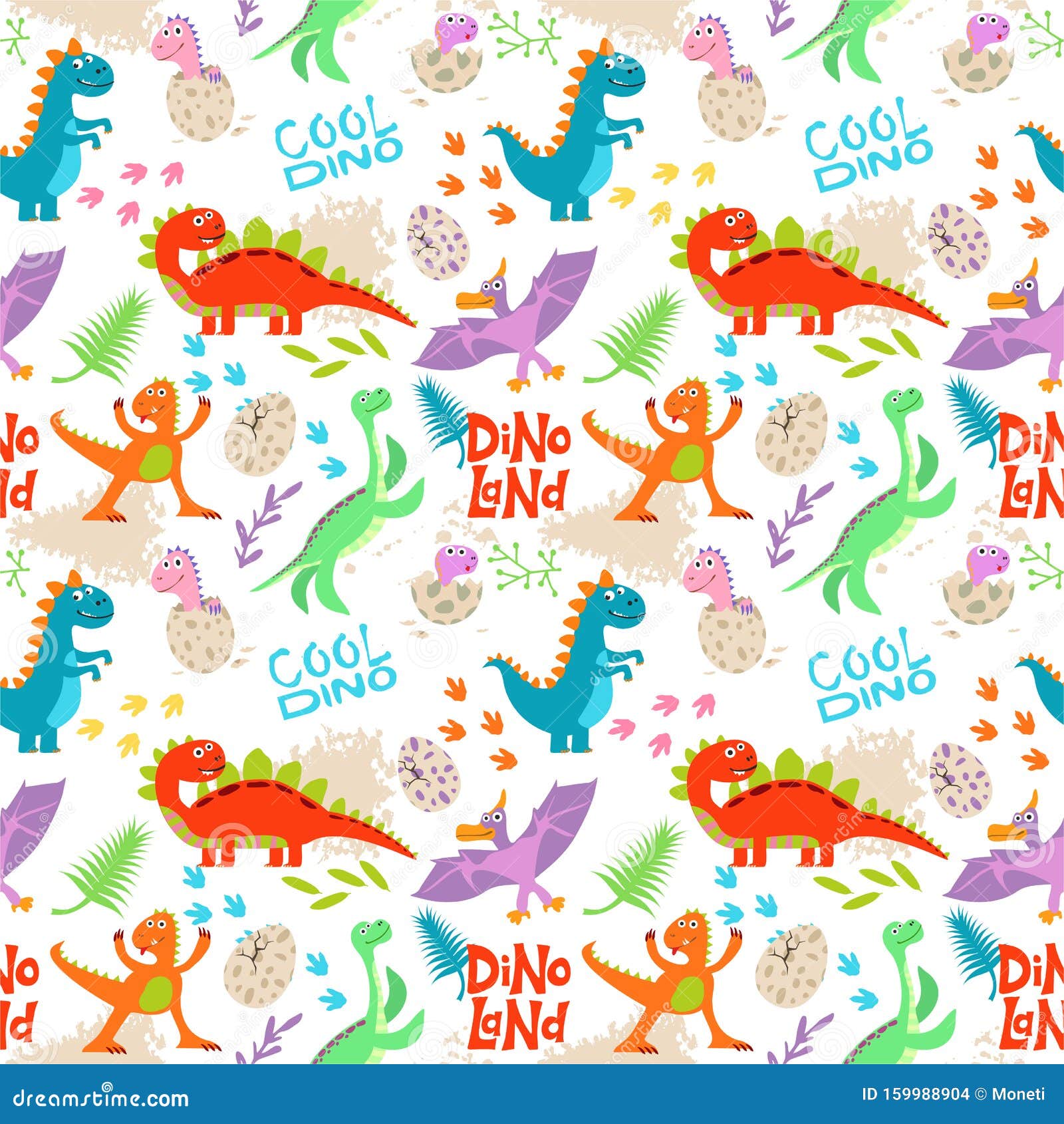 Dinosaur Era Background With All Sorts Of Dinosaurs Royalty-Free ...