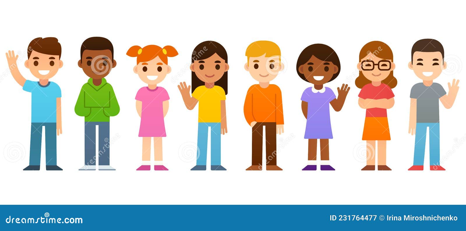 Cute Cartoon Diverse Children Stock Vector - Illustration of ...