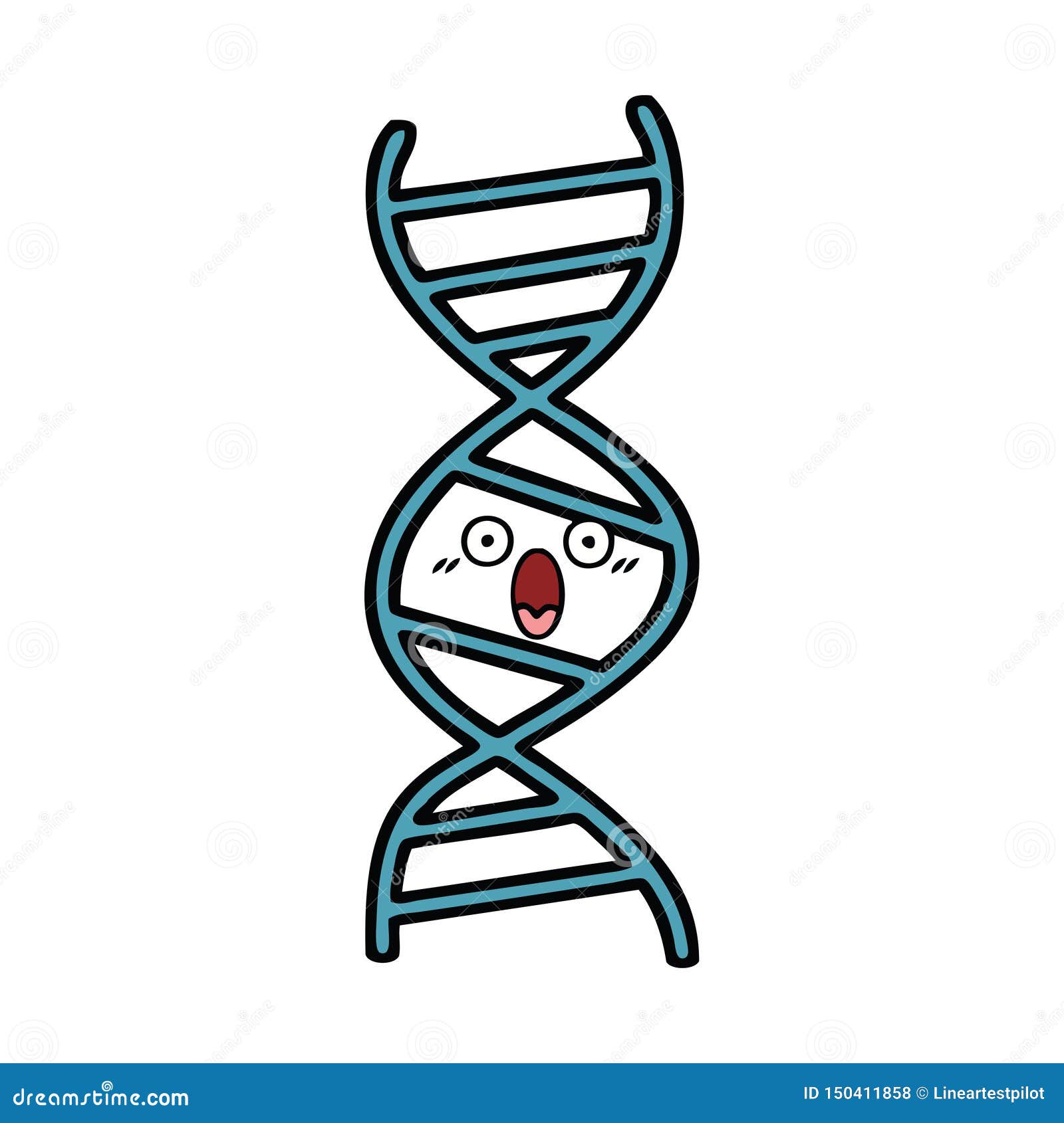 Cute Cartoon of a DNA Strand Stock Vector - Illustration of experiment ...