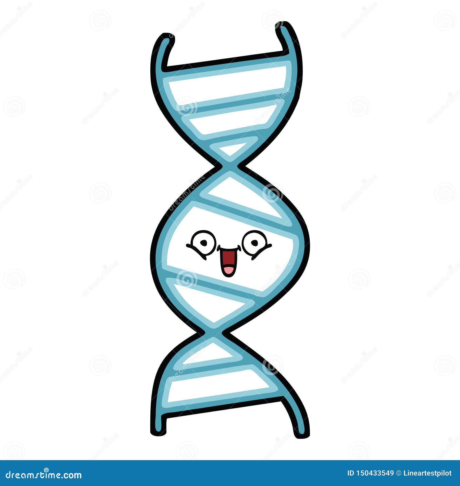 Cute Cartoon of a DNA Strand Stock Vector - Illustration of freehand ...