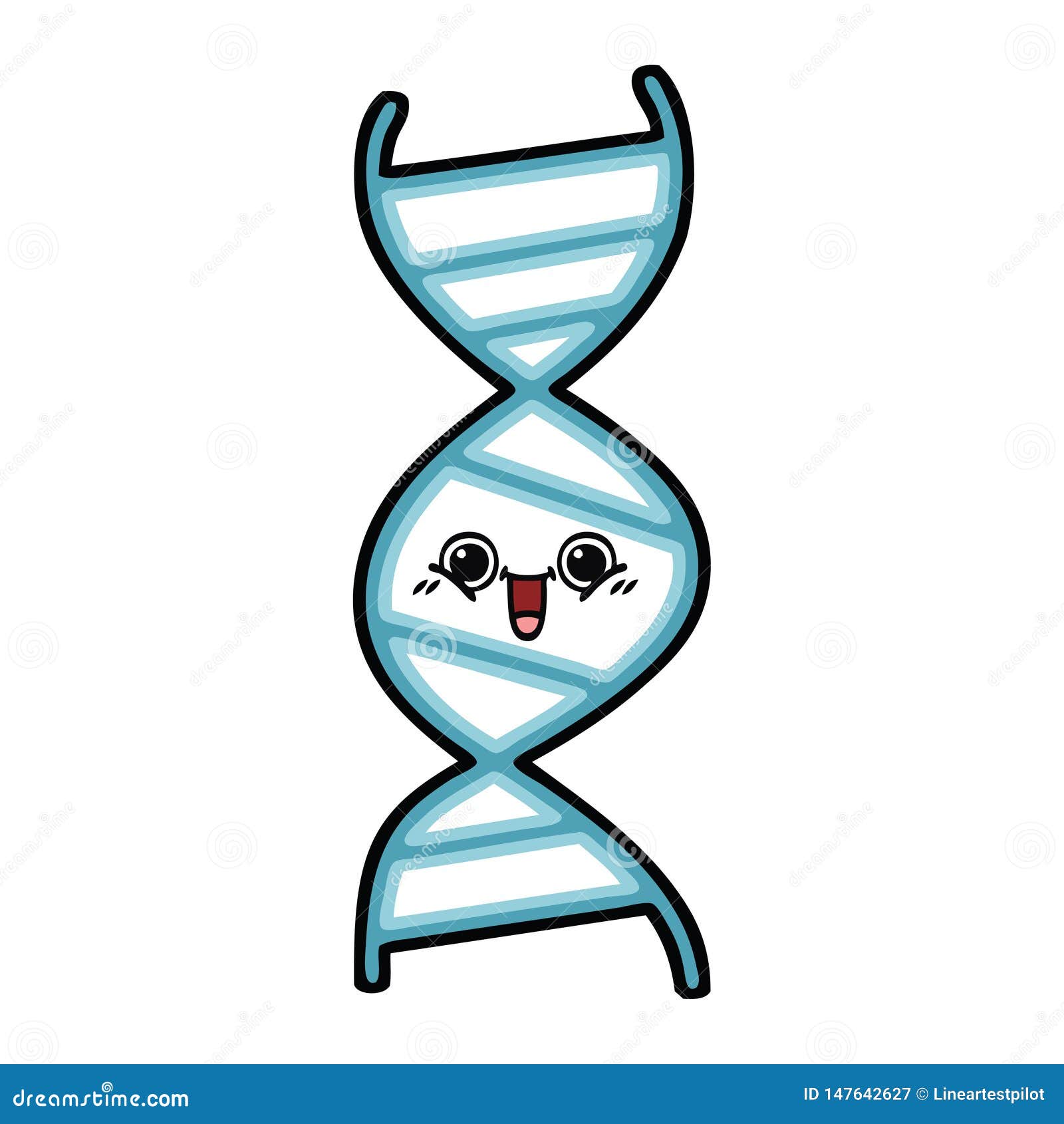 Cute cartoon DNA strand stock vector. Illustration of freehand - 147642627