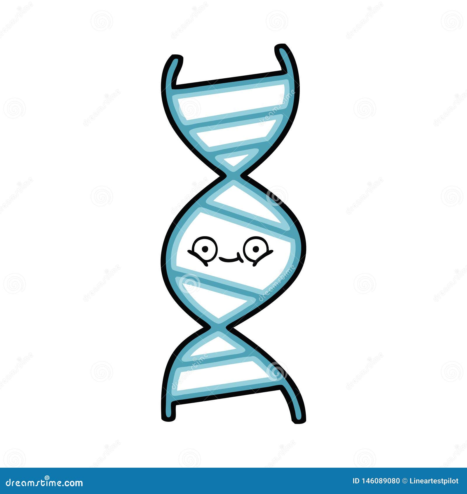 Cute Cartoon of a DNA Strand Stock Vector - Illustration of chemistry ...