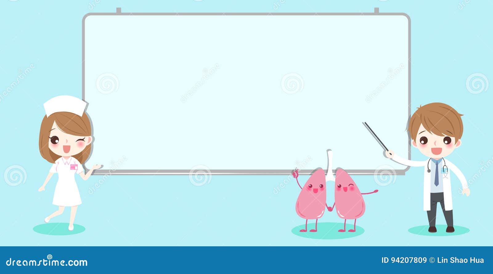 Cute Cartoon Doctor with Lung Stock Vector - Illustration of medicine ...