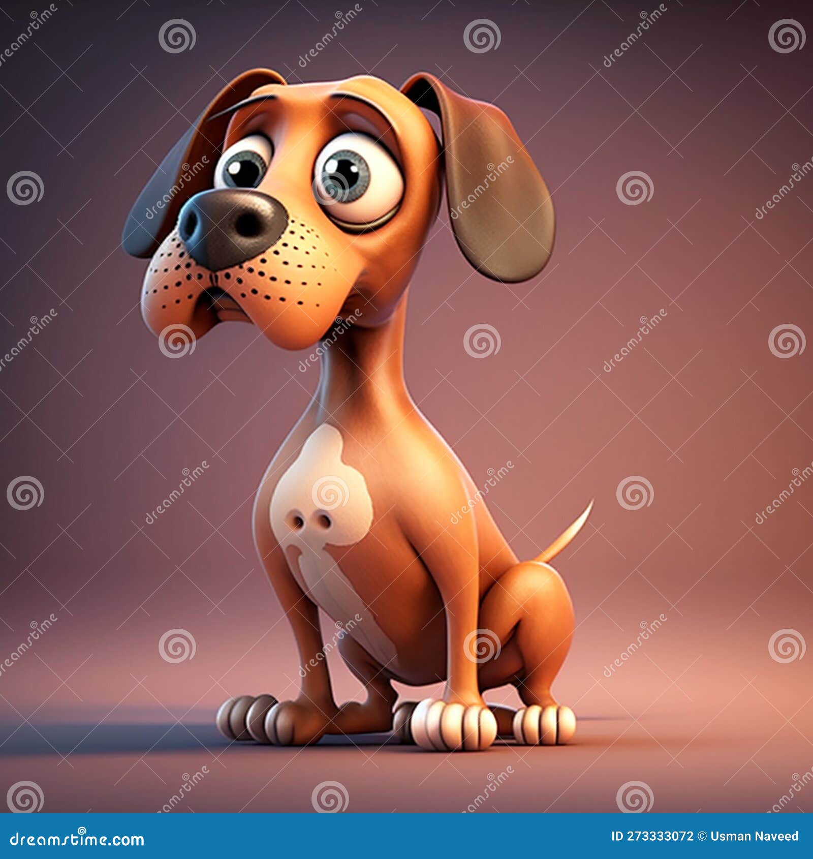 A Cute Cartoon Dog Character Standing on Floor 3D Stock Illustration ...