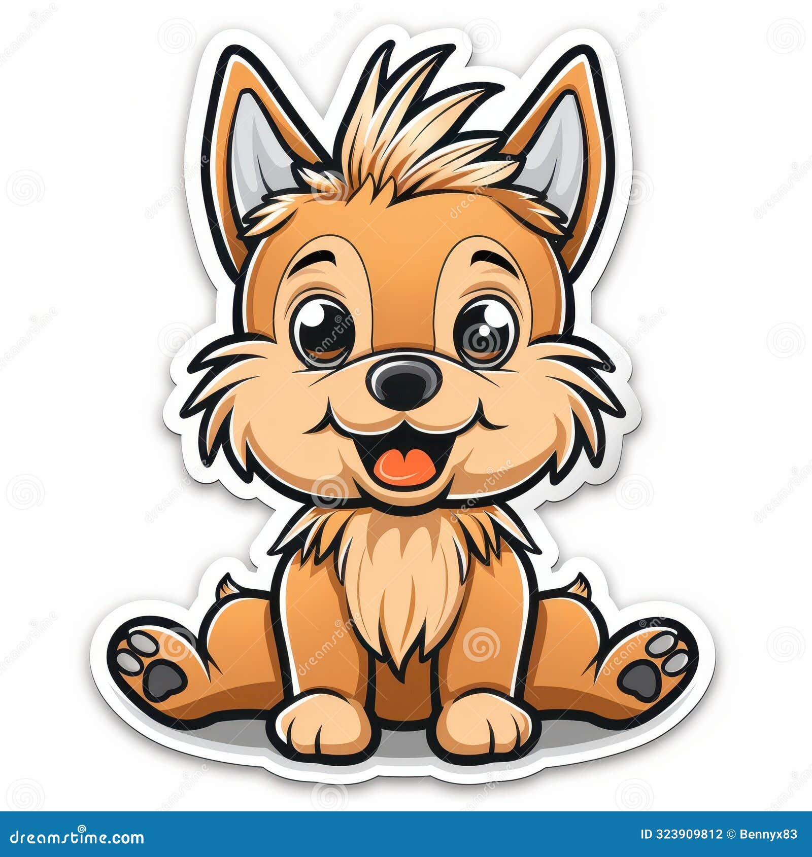 Cute Cartoon Dog with a Mohawk Sticker Stock Illustration ...