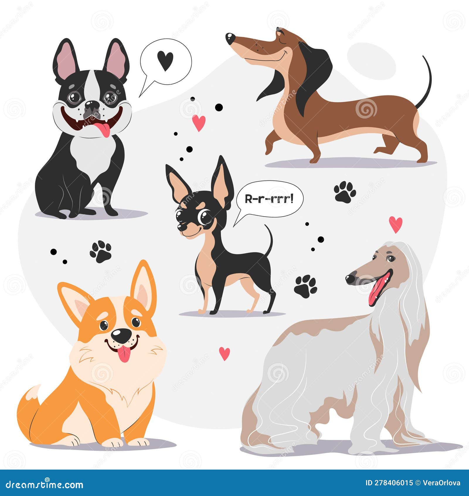 Cute Cartoon Dogs Collection, Vector Illustration Stock Vector ...