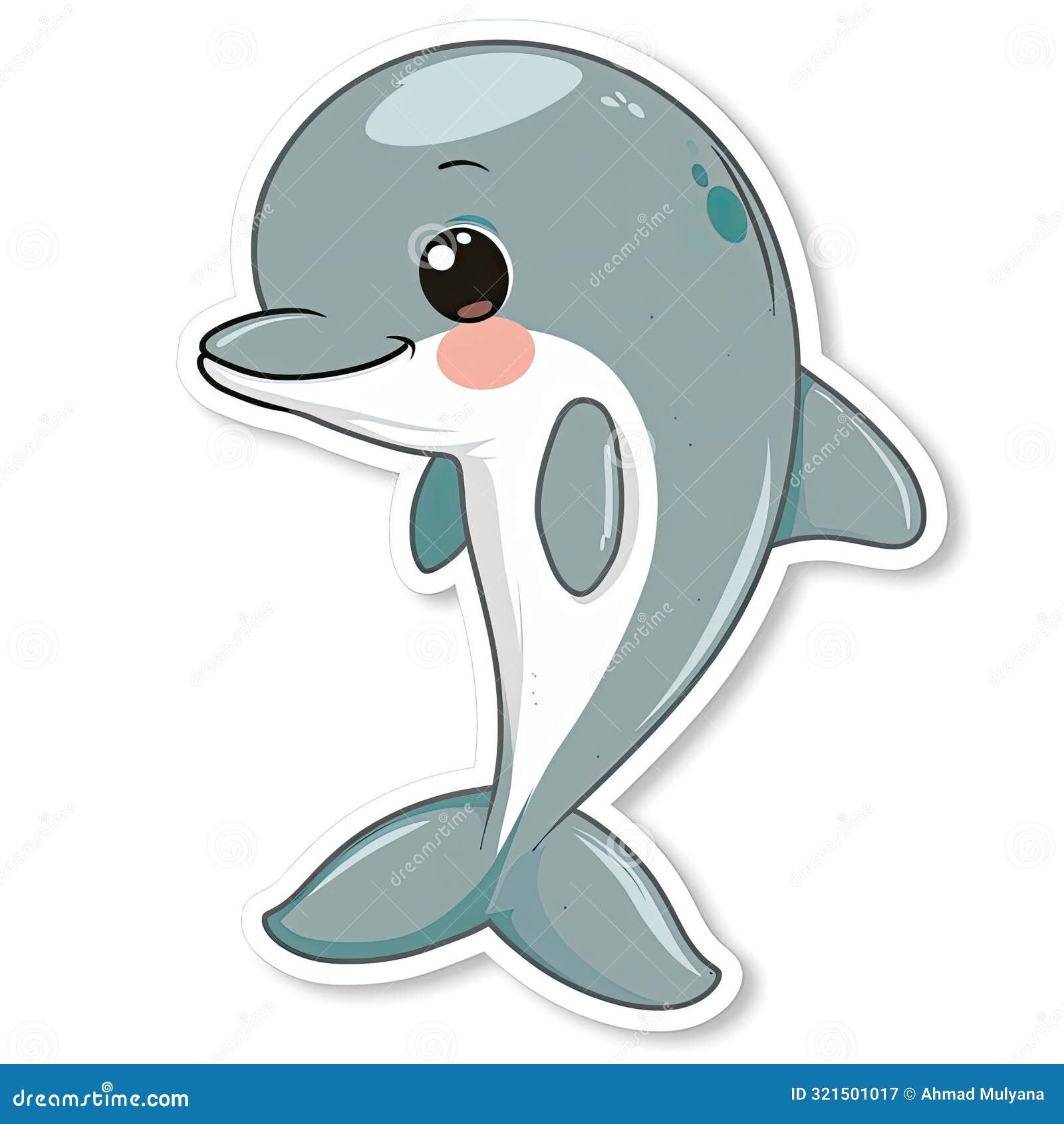 Cute Cartoon Dolphin Sticker Design Generated with AI Stock ...