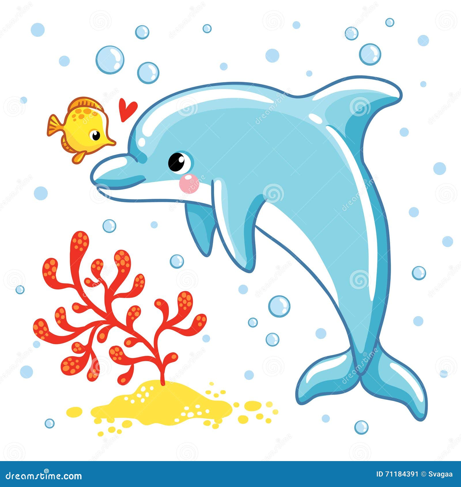 Cartoon Dolphin. Sea Animal, Cute Jumping Fish Swim In Zoo, Wild ...