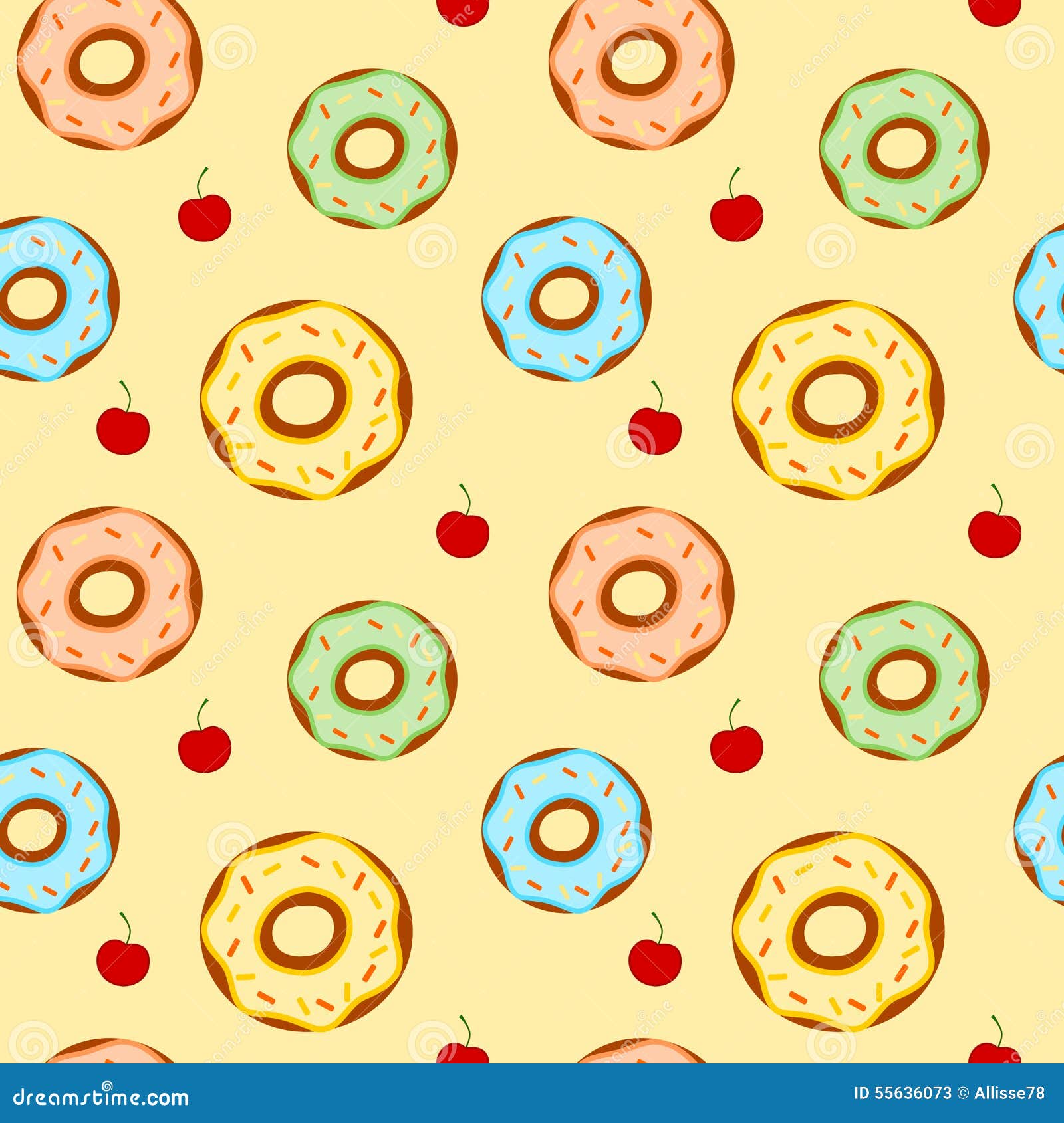 Cute Cartoon Donuts Colorful Seamless Pattern Stock Vector ...