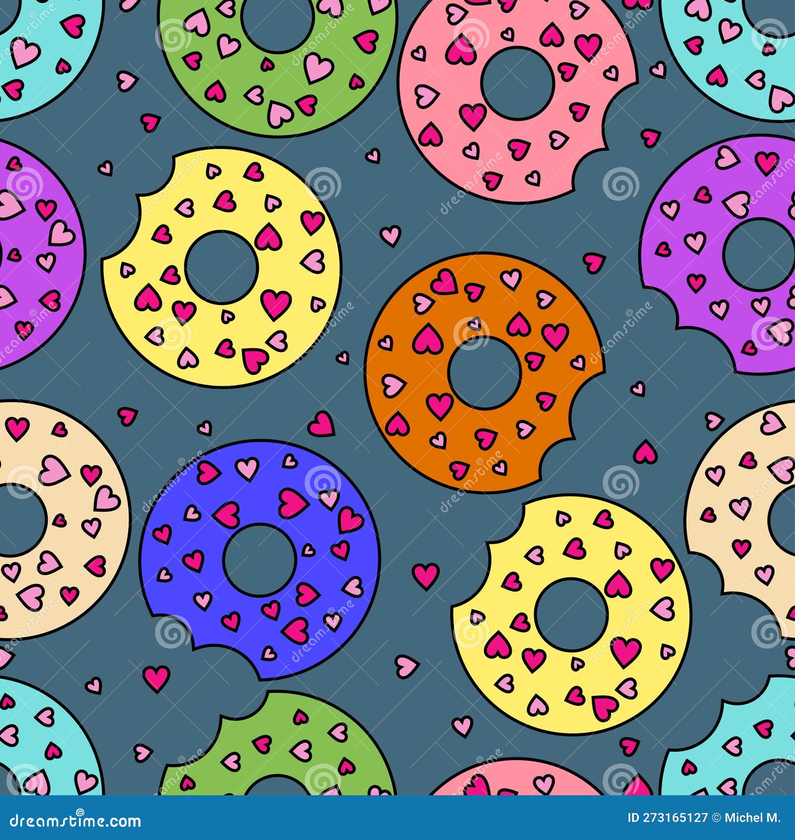 Cute Cartoon Donuts Kids Vector Background Pattern Seamless Stock ...