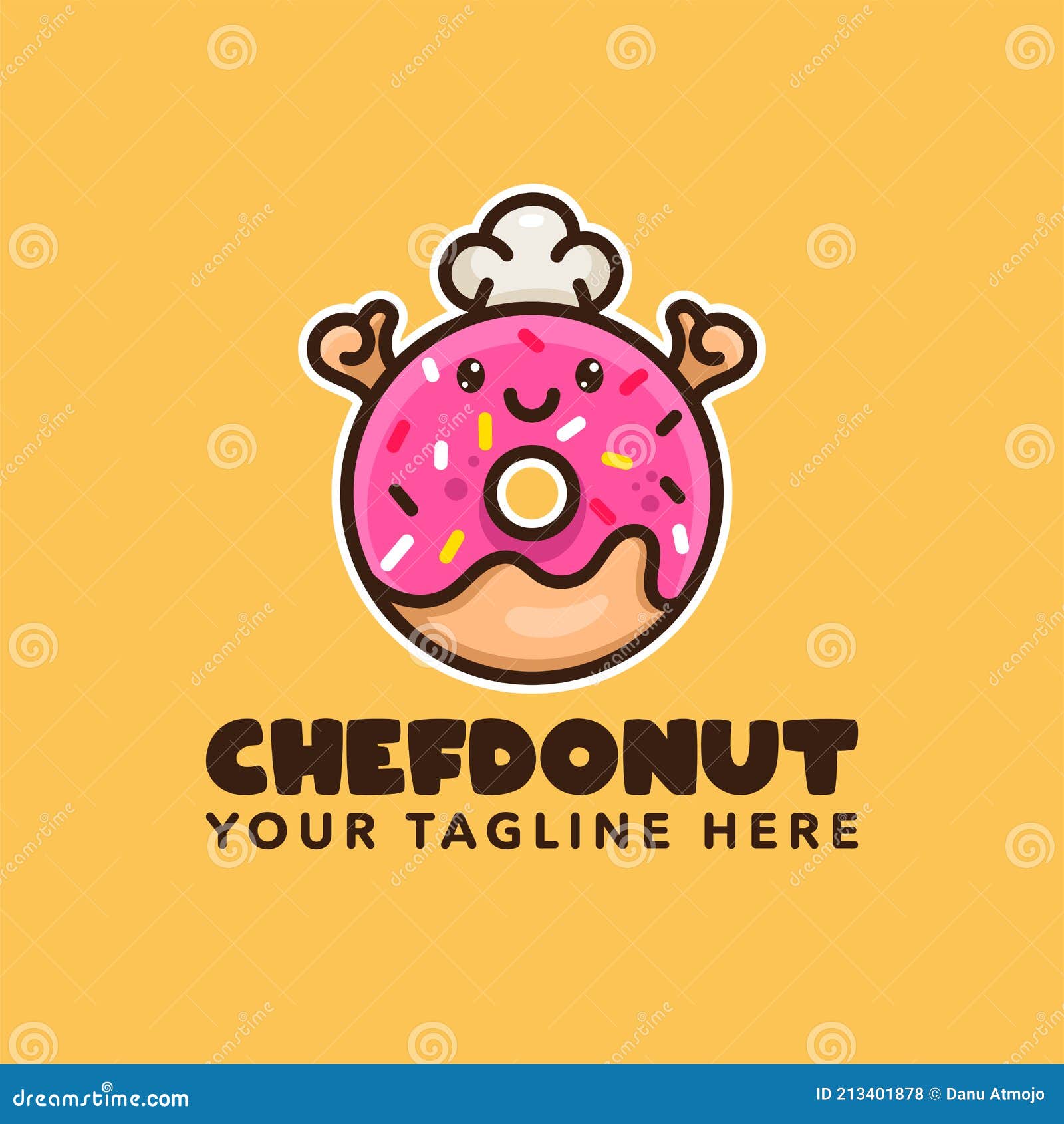 Cute Cartoon Donuts Mascot Logo with Icing Glaze Stock Vector ...