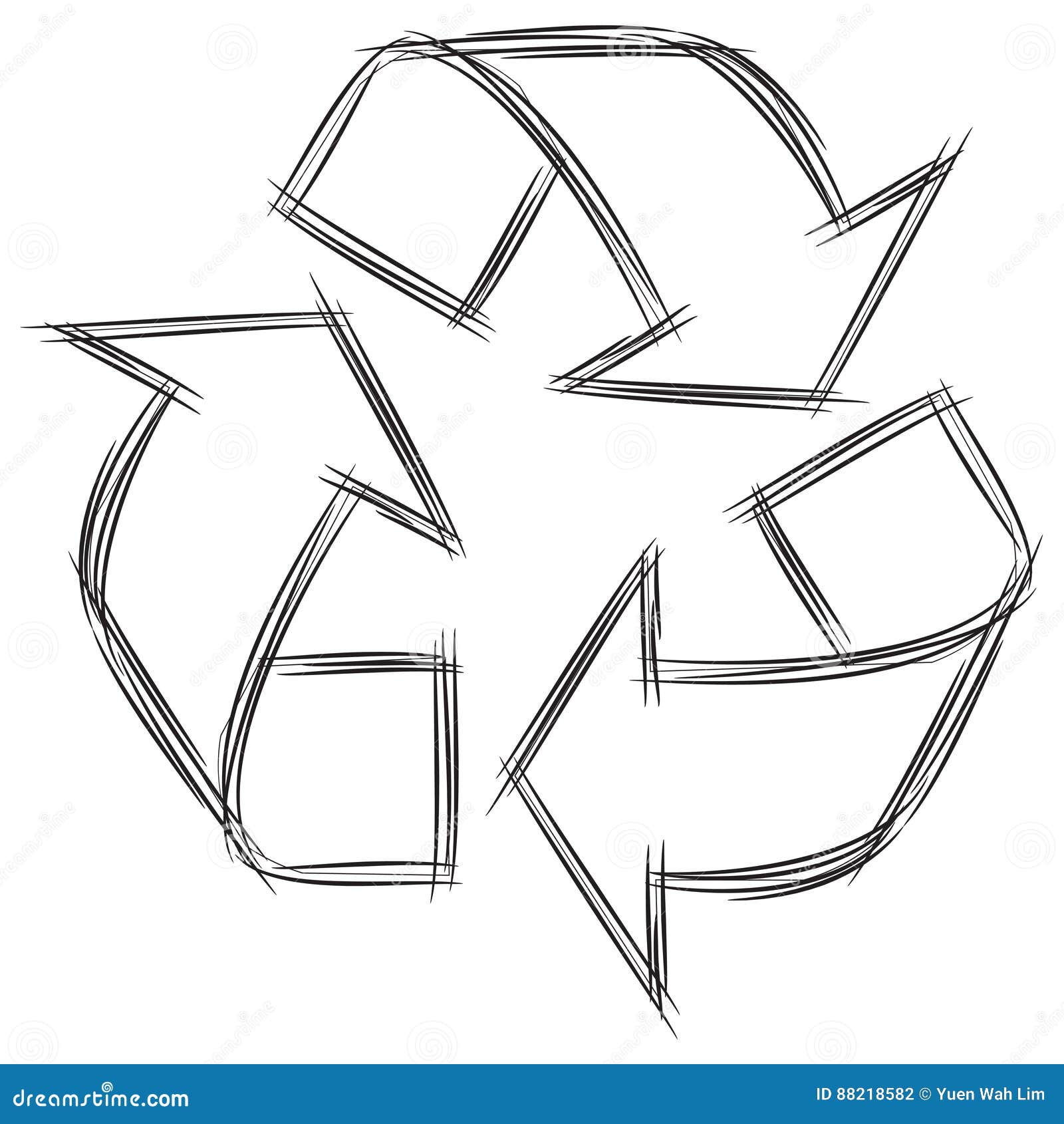 Cute Cartoon Doodle of Recycle Sign Stock Vector - Illustration of ...