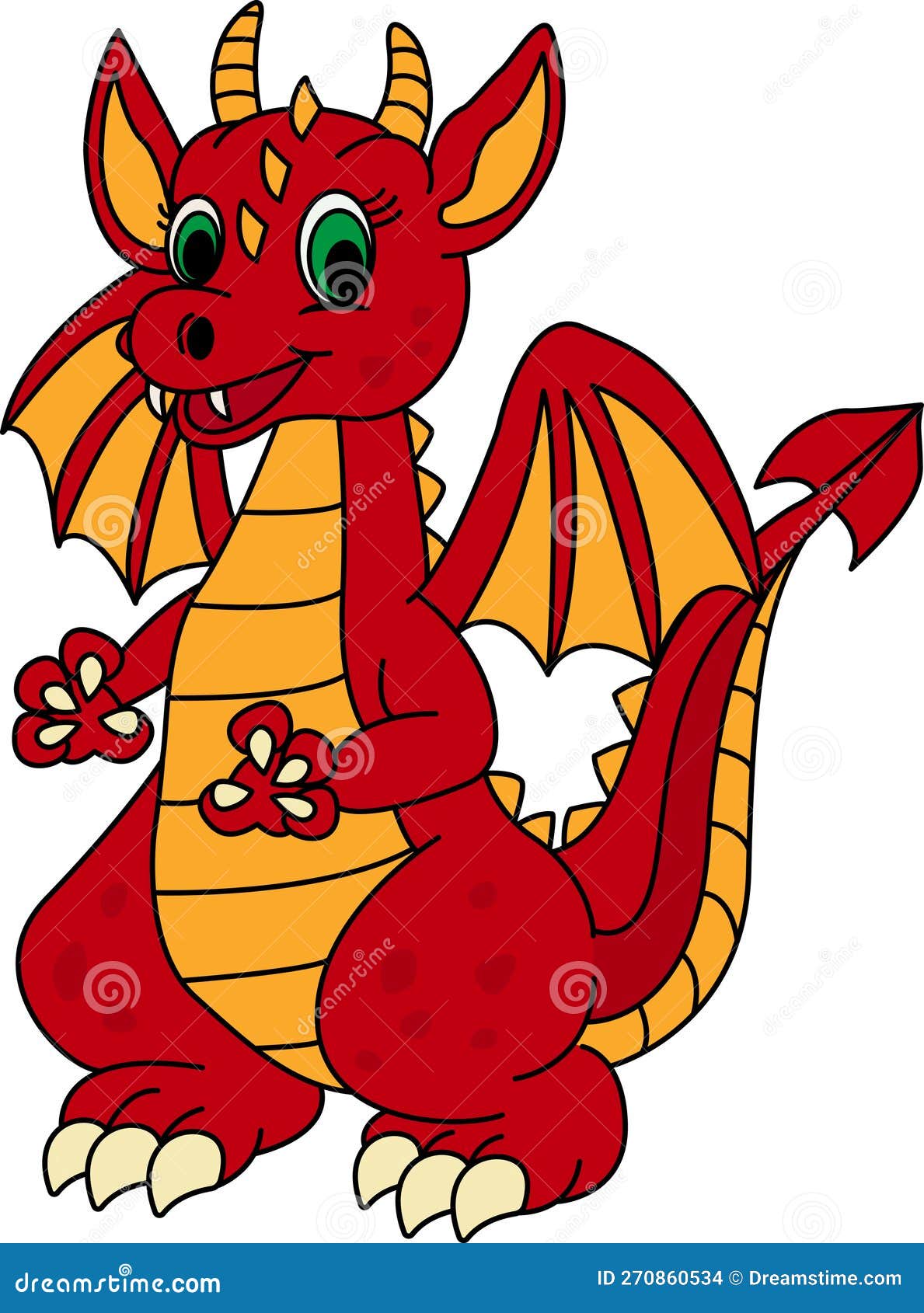Cute Cartoon Dragon. stock vector. Illustration of dragon - 270860534