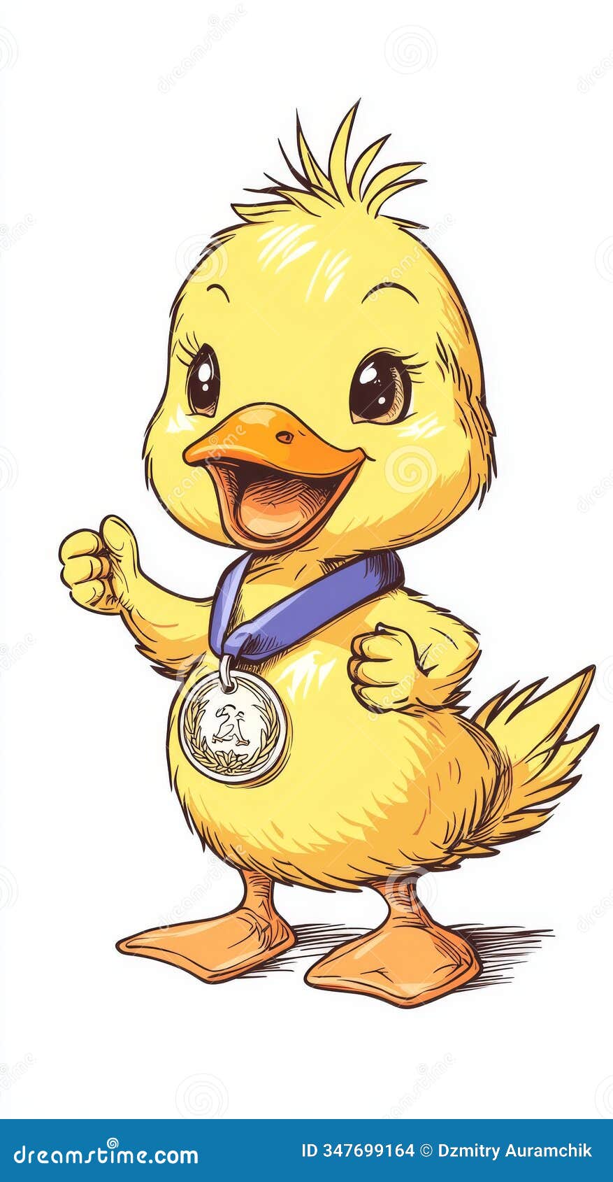 Cute Cartoon Duck Character Available In Both Color And Outline ...