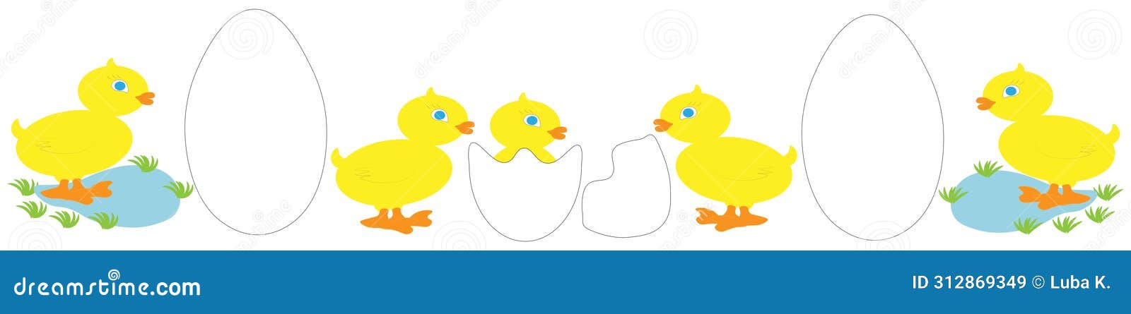 Cute Cartoon Ducklings Hatching from Eggs. the Concept of Easter Stock ...
