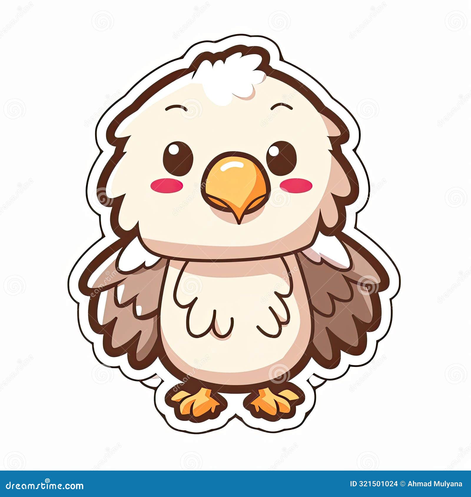 Cute Cartoon Eagle with Blushing Cheeks Sticker Generated with AI Stock Illustration ...