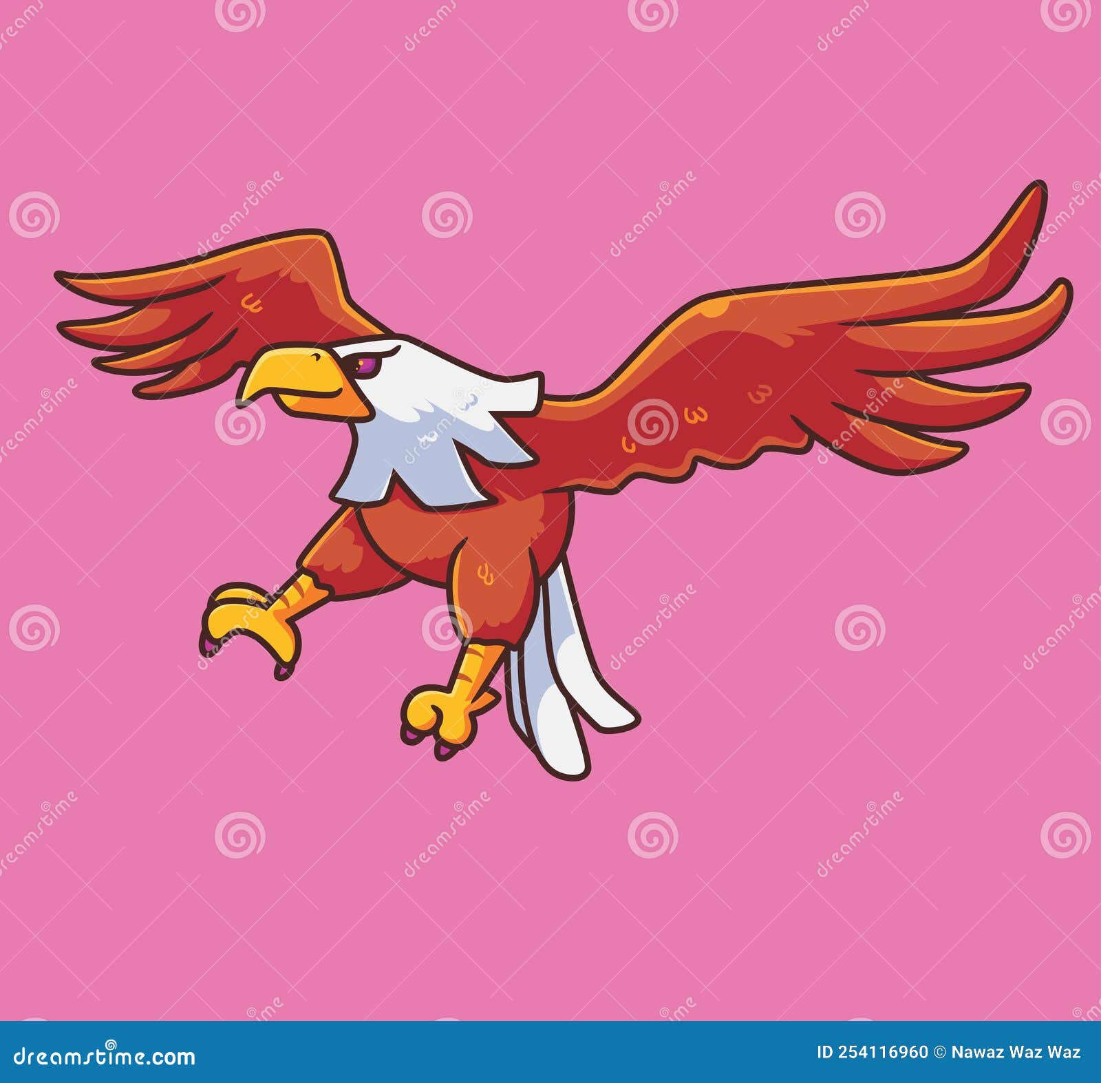 Cute Cartoon Eagle Flying. Isolated Cartoon Animal Illustration Vector ...