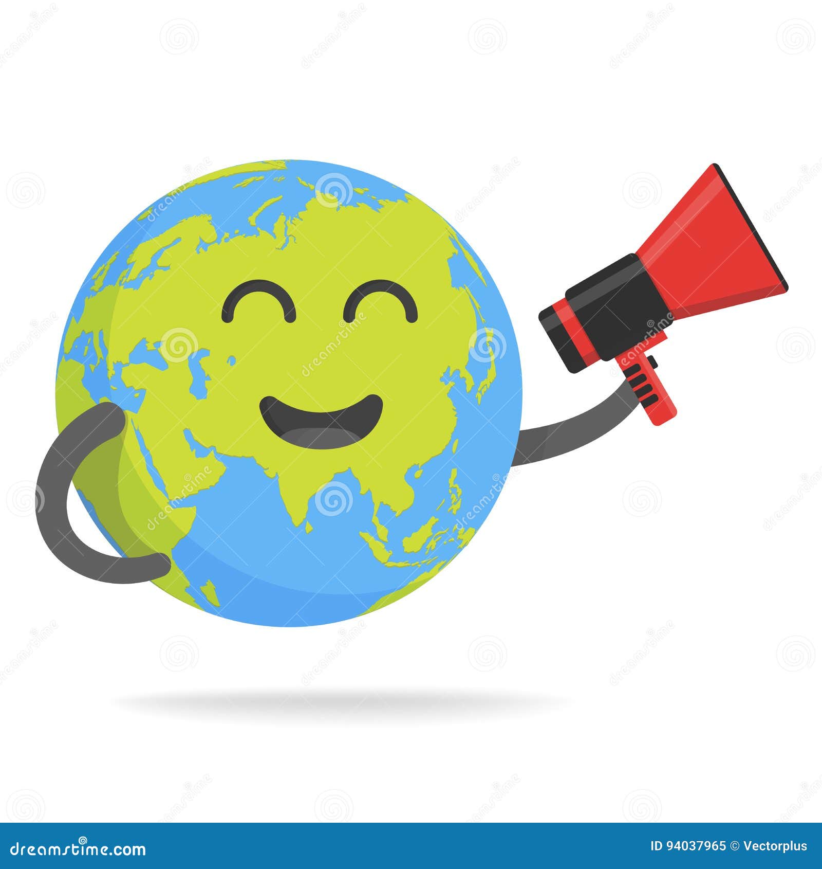 Cute Cartoon Earth Character. World Map Globe with Smiley Face and ...