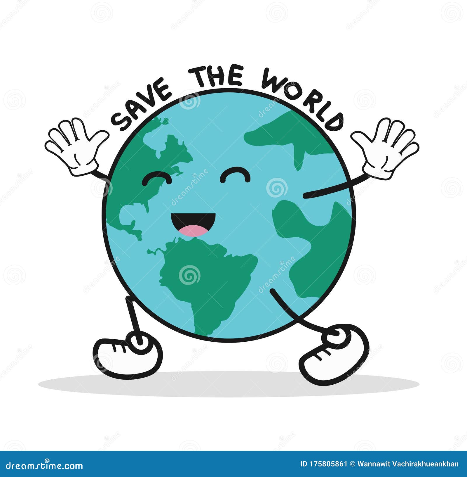 Cute Cartoon Earth Globe Save the World Stock Vector - Illustration of ...