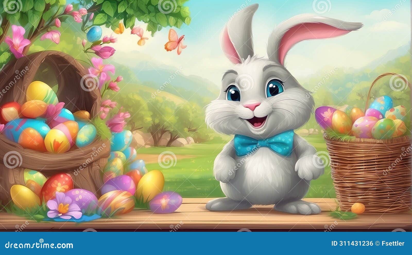 Cute cartoon Easter bunny stock illustration. Illustration of rabbit ...