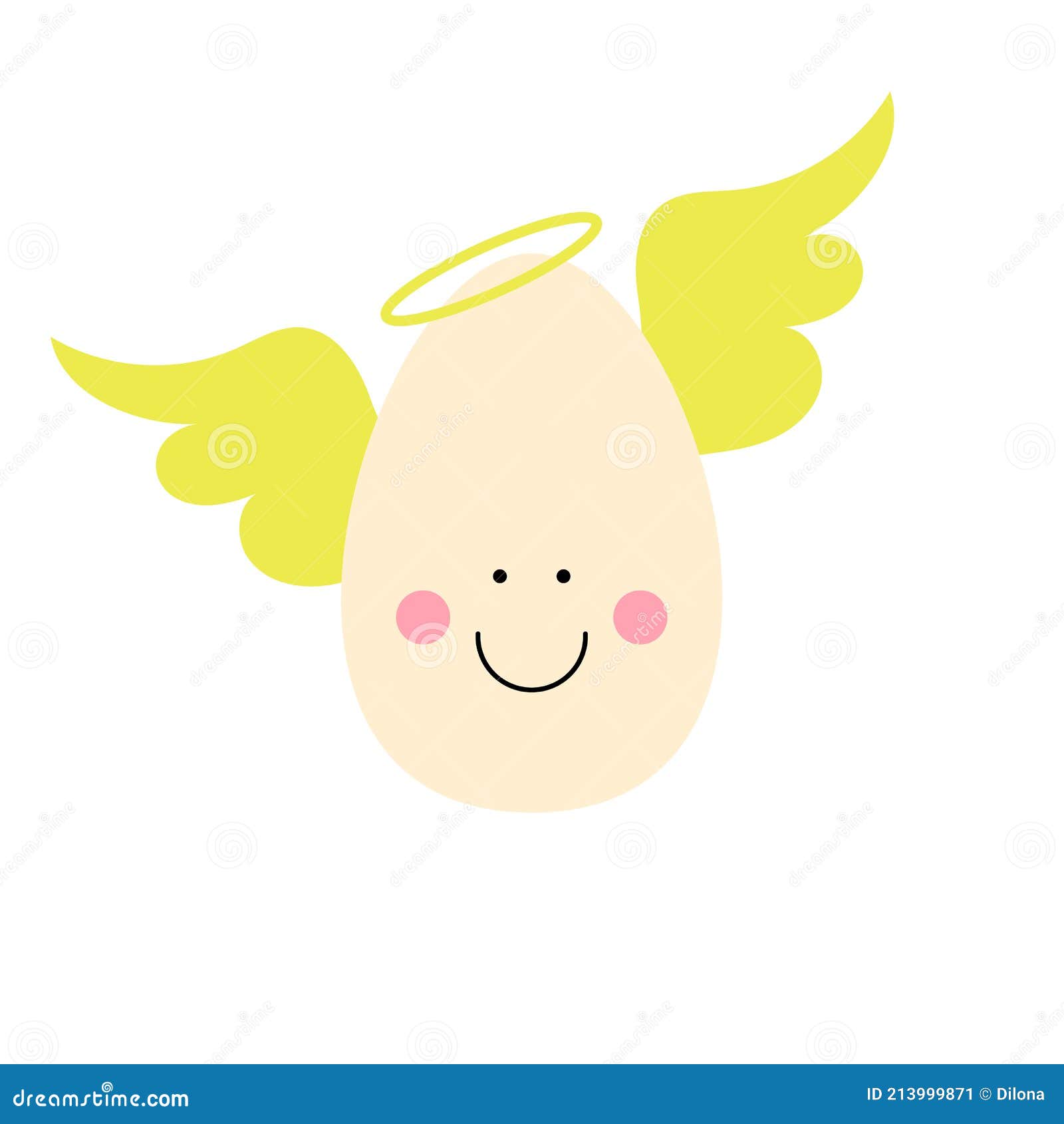 Cute Cartoon Egg As Winged Angel, Good Design for Characters Theme ...