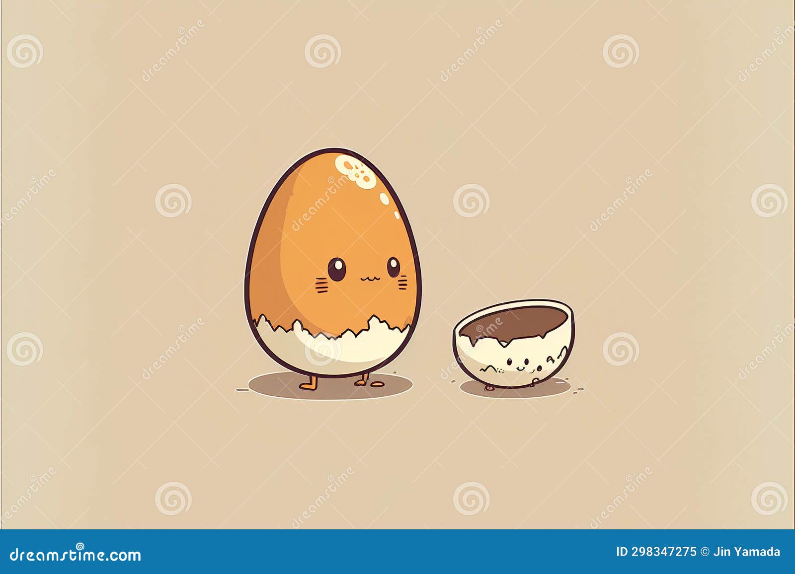 Cute Cartoon Egg Character with Eggshell. Vector Illustration for Your ...