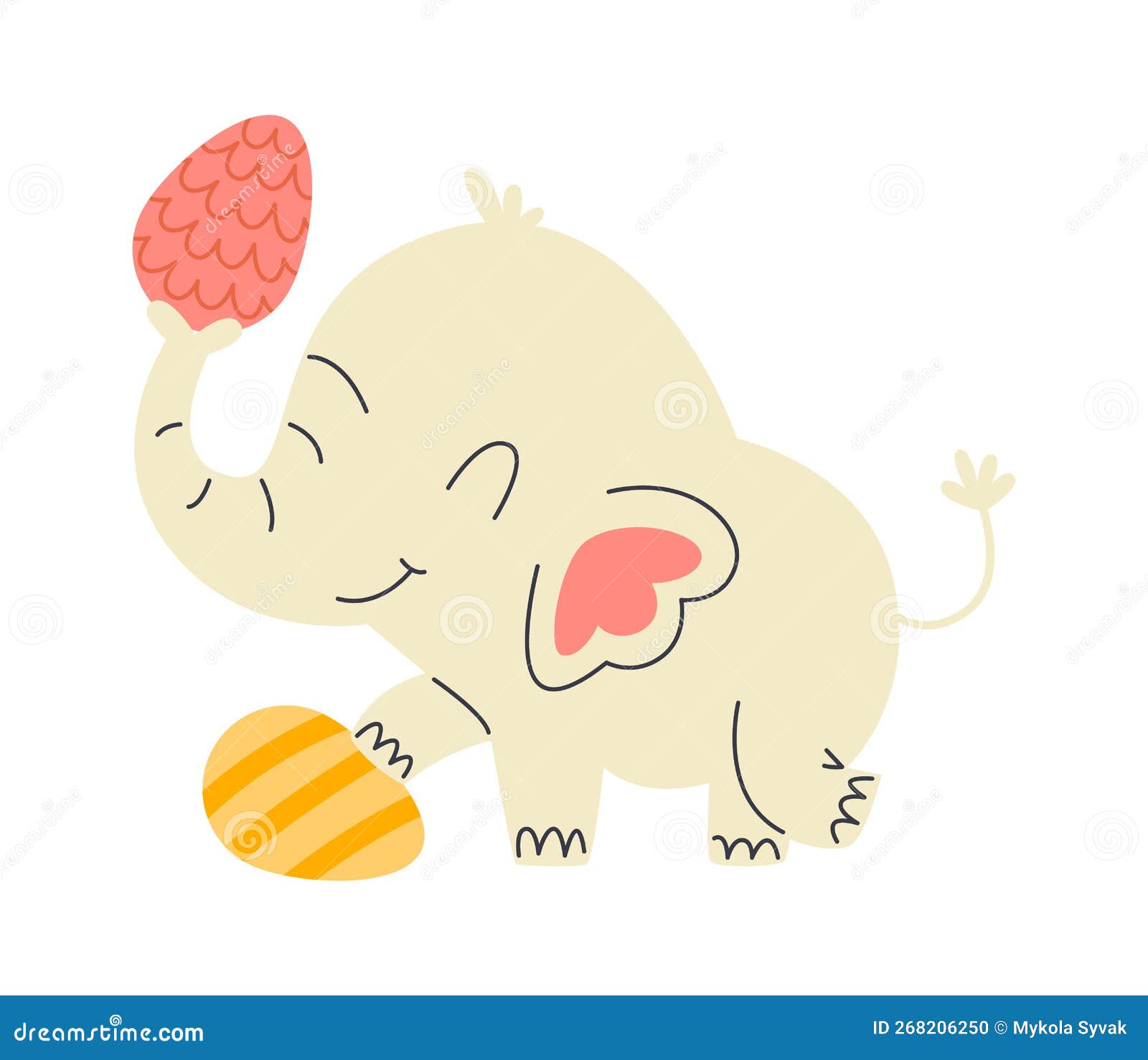 Cute Cartoon Elephant Carry Easter Eggs Flat Icon Stock Vector ...