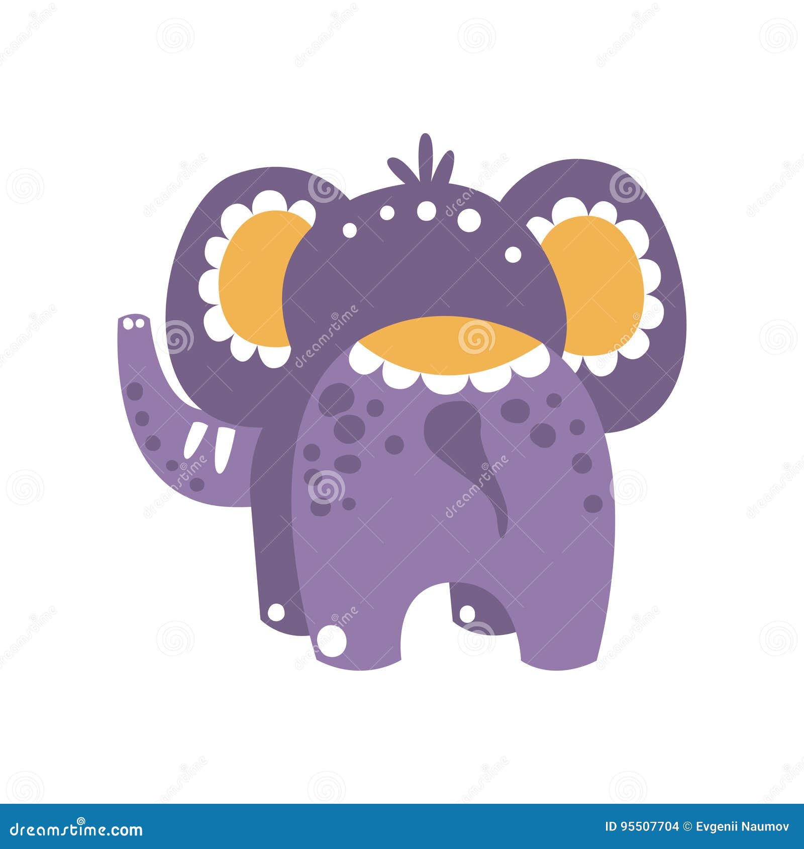Cute Cartoon Elephant Character Back View Vector Illustration Stock ...
