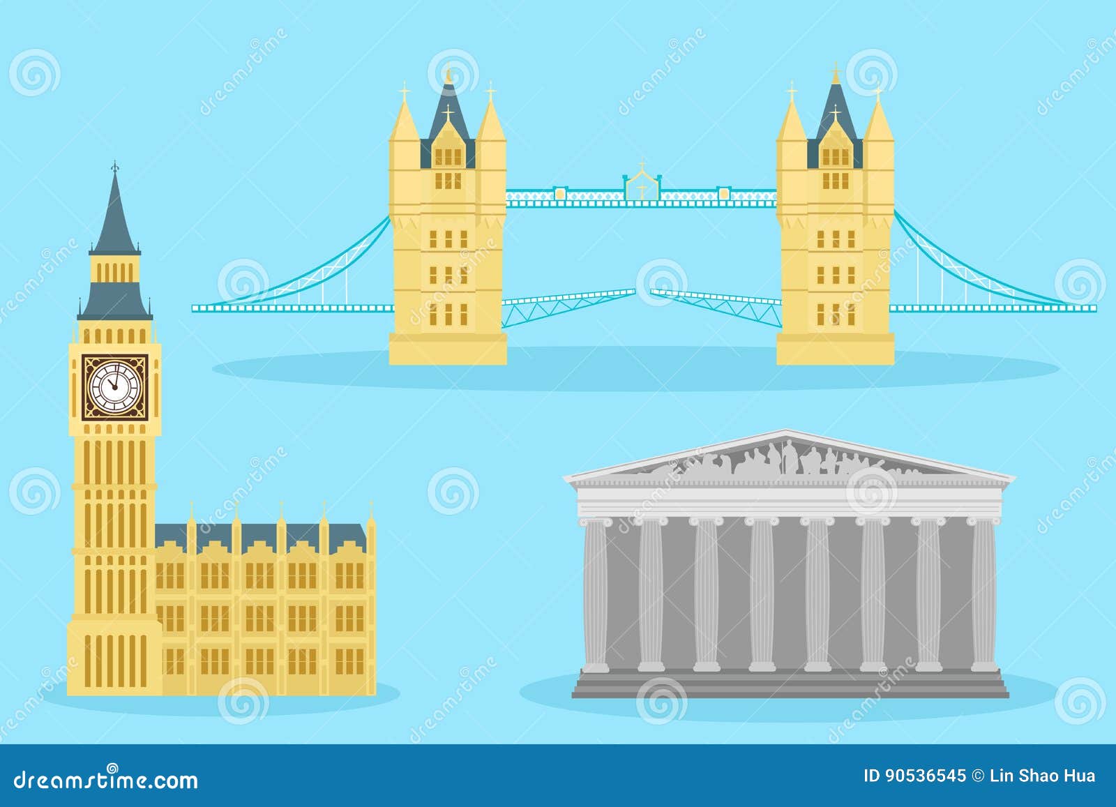 Cute Cartoon England Building Stock Vector - Illustration of comic ...