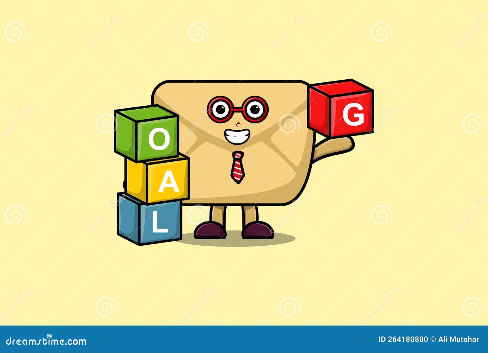 Cute Cartoon Envelope Businessman Stack Goal Box Stock Vector ...