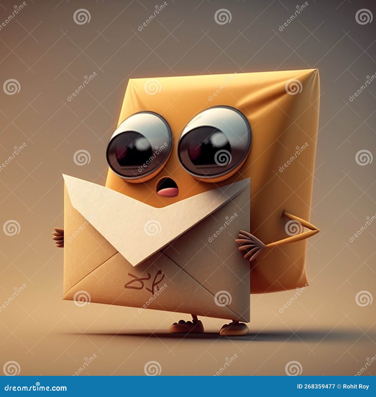 Cute Cartoon Envelope Character Stock Illustration - Illustration of ...