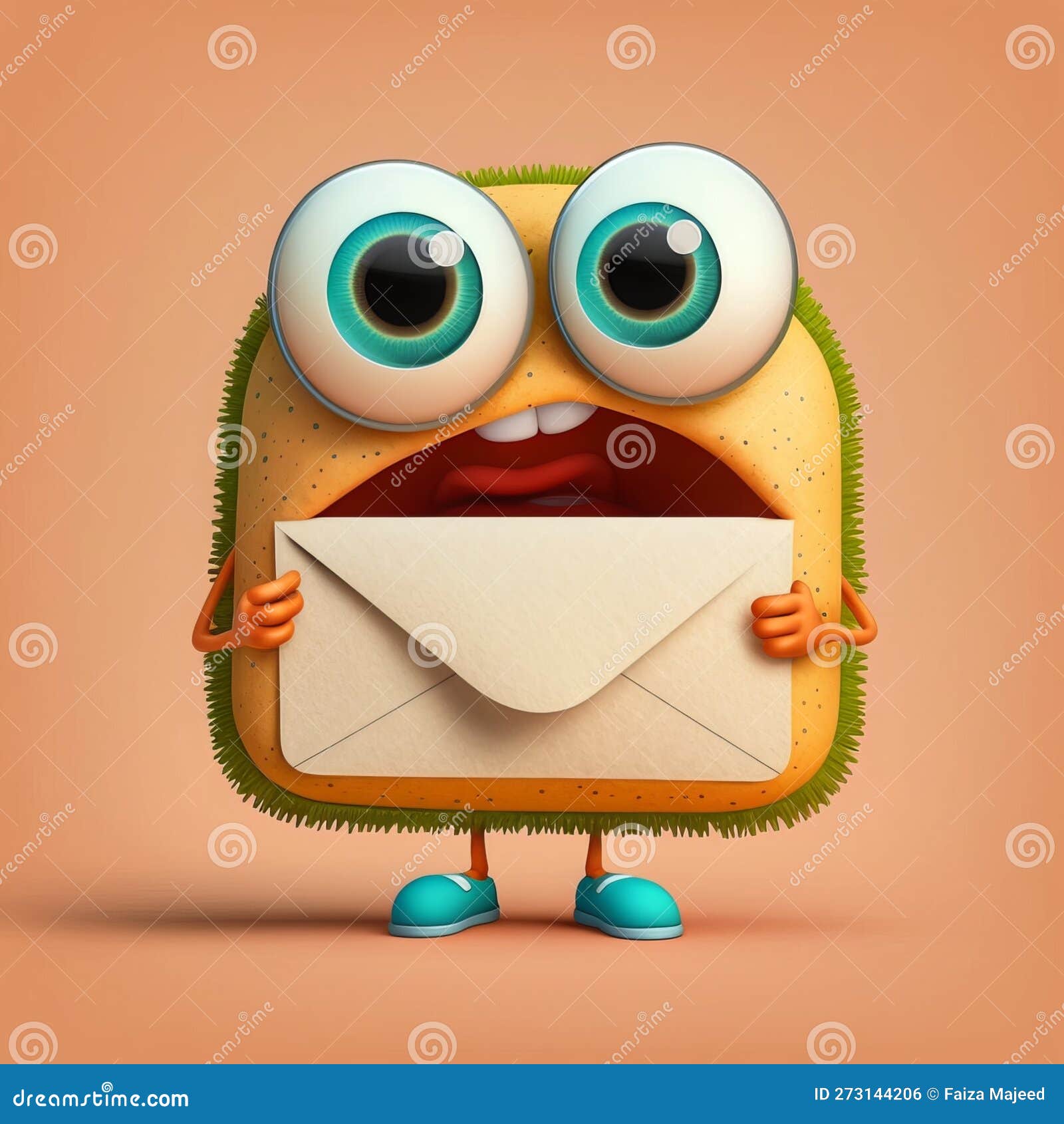 Cute Cartoon Envelope Character, Generative AI Stock Illustration ...