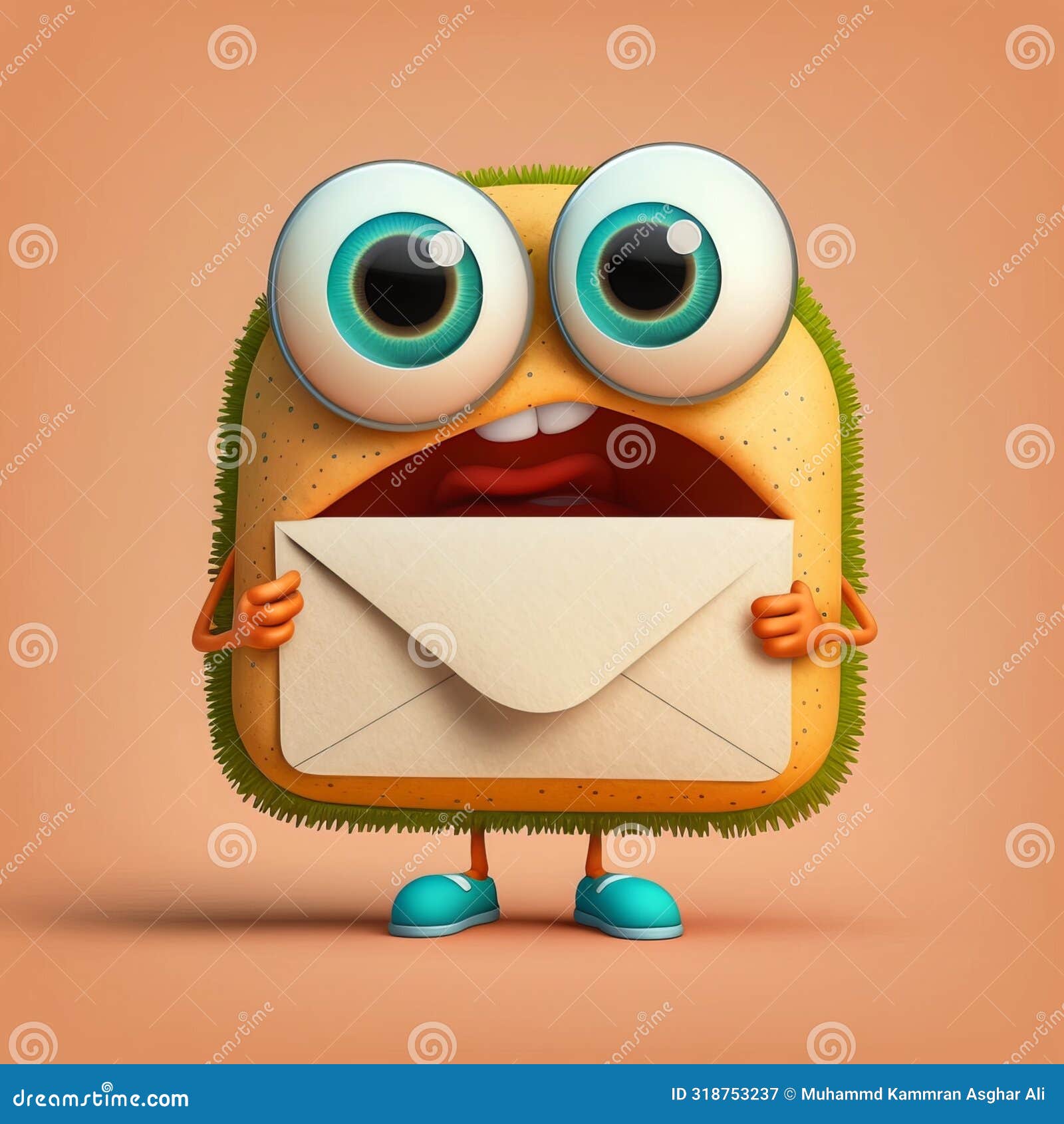 Cute Cartoon Envelope Character, Generative AI Stock Illustration ...