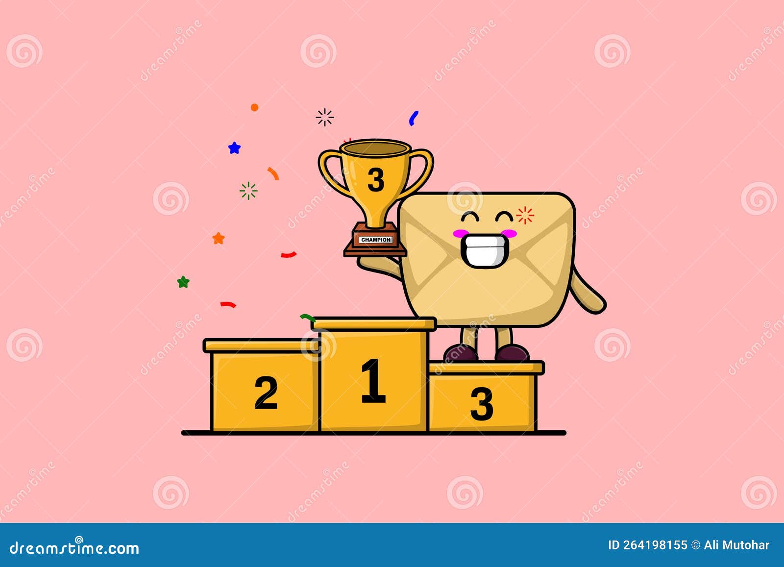 Cute Cartoon Envelope Character the Third Winner Stock Vector ...