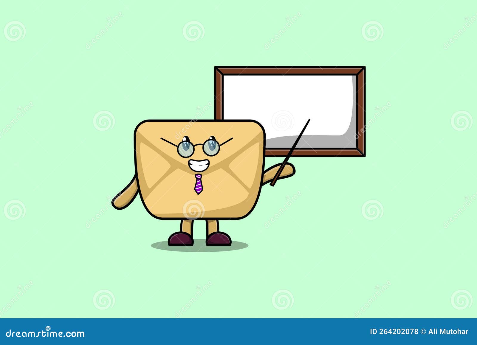 Cute Cartoon Envelope Teaching with Whiteboard Stock Vector ...