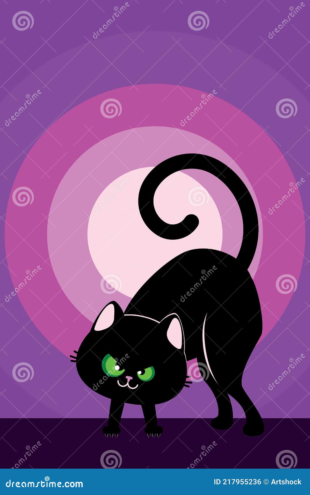 Evil Black Cat Threatens The Red Cat Vector Illustration ...