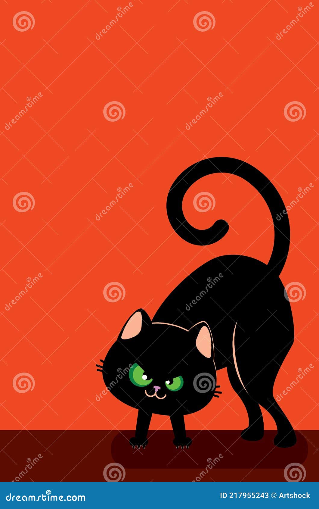 Evil Black Cat Threatens The Red Cat Vector Illustration ...