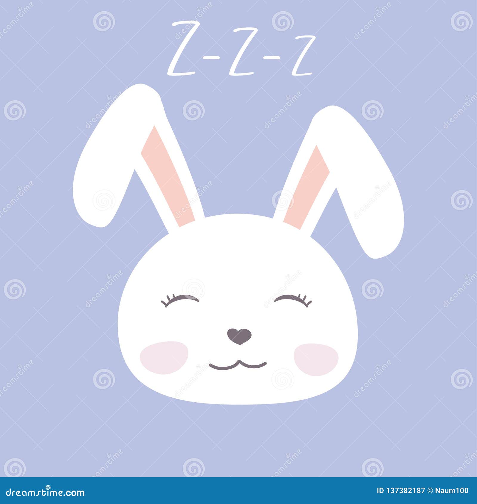 Cute Cartoon Face of a Sleeping Bunny Stock Vector - Illustration of ...