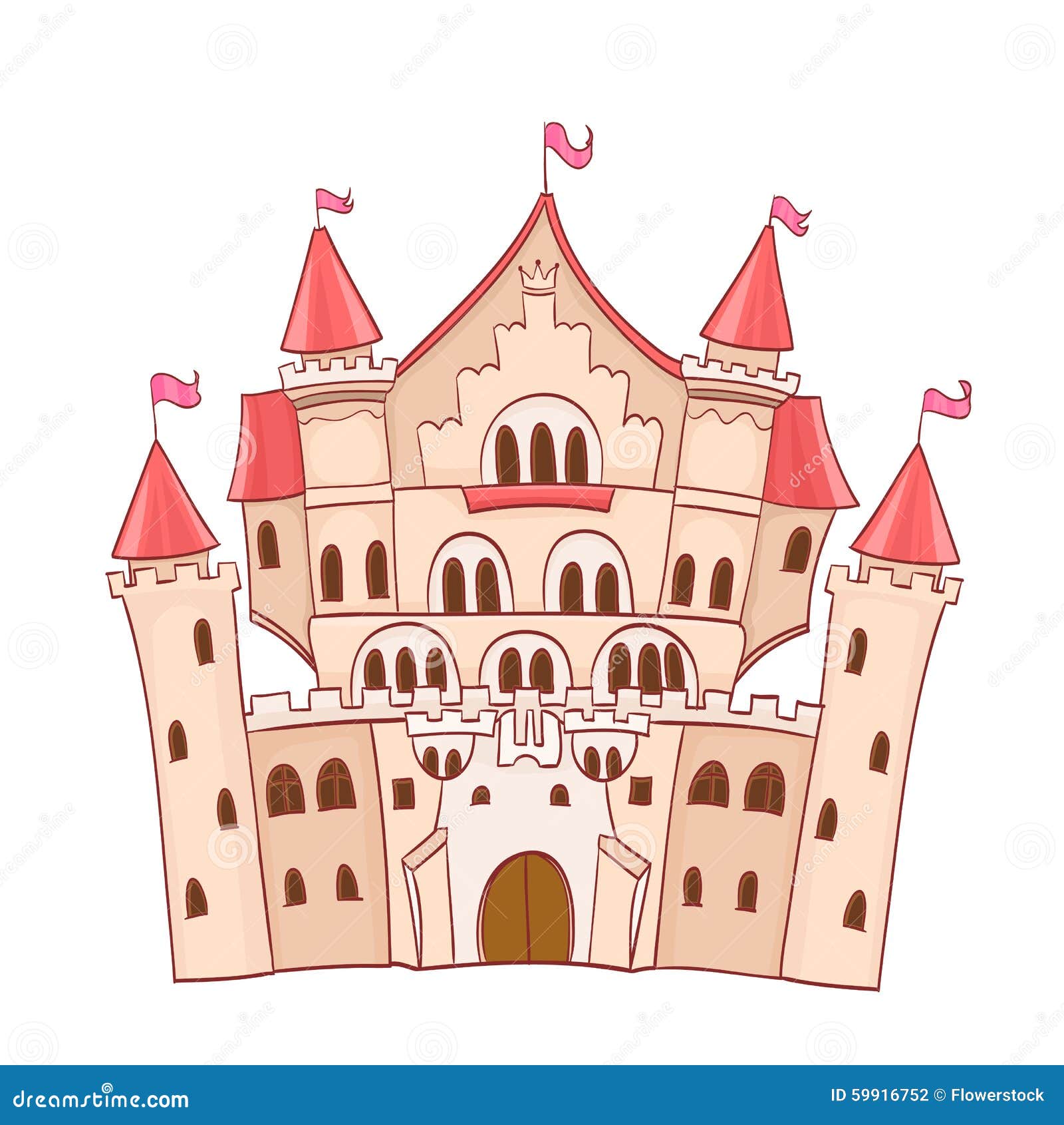 Cute Cartoon Fairytale Castle. Vector Stock Vector - Illustration of ...