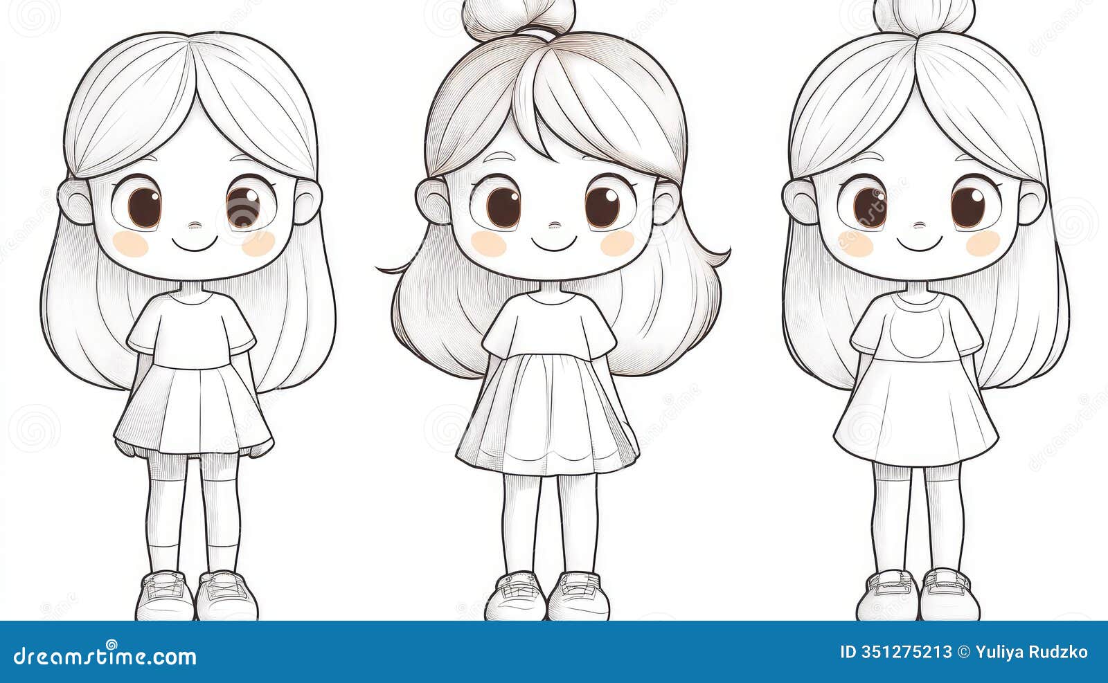 Cute Cartoon Figure Available in Both Color and Outline Stock ...