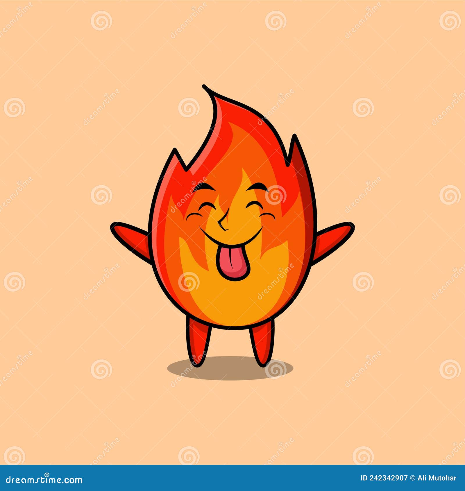 Cute Cartoon Fire Character with Flashy Expression Stock Vector ...