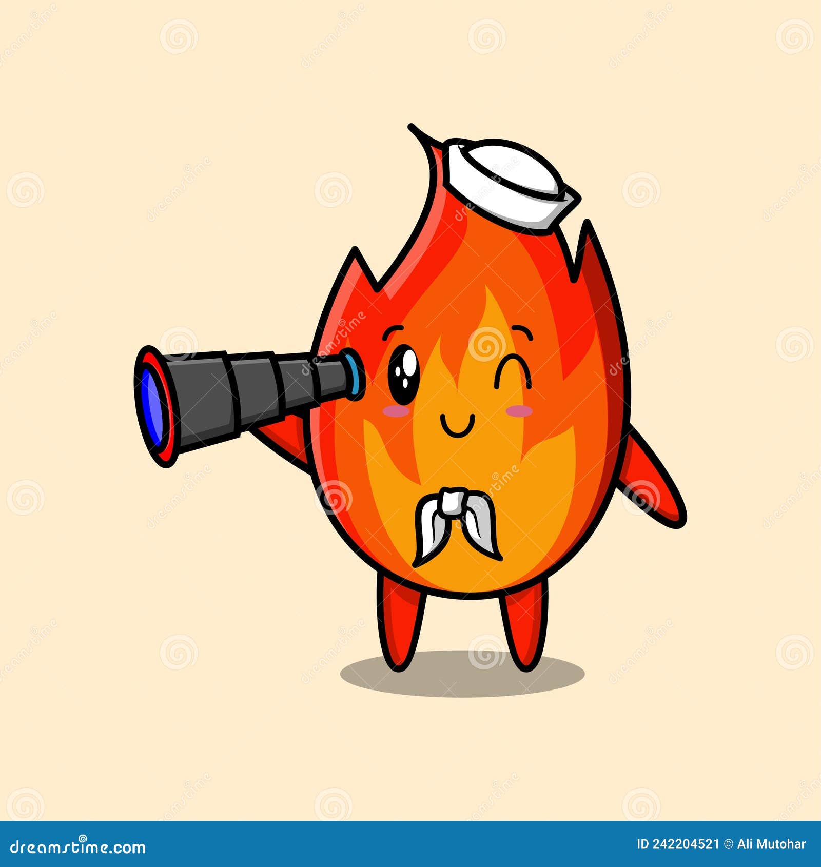 Cute Cartoon Fire Character Stock Vector - Illustration of emotion ...