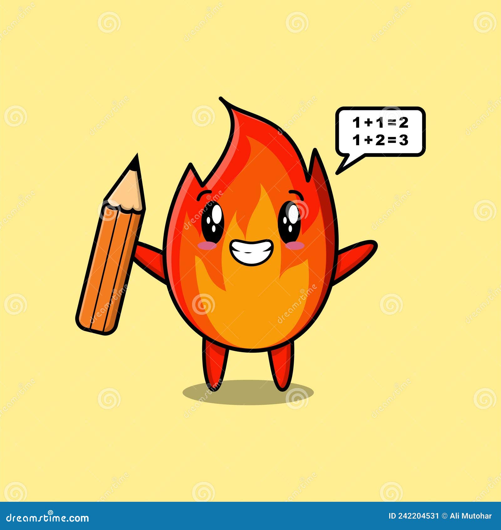 Cute Cartoon Fire Character Stock Vector - Illustration of funny, eyes ...