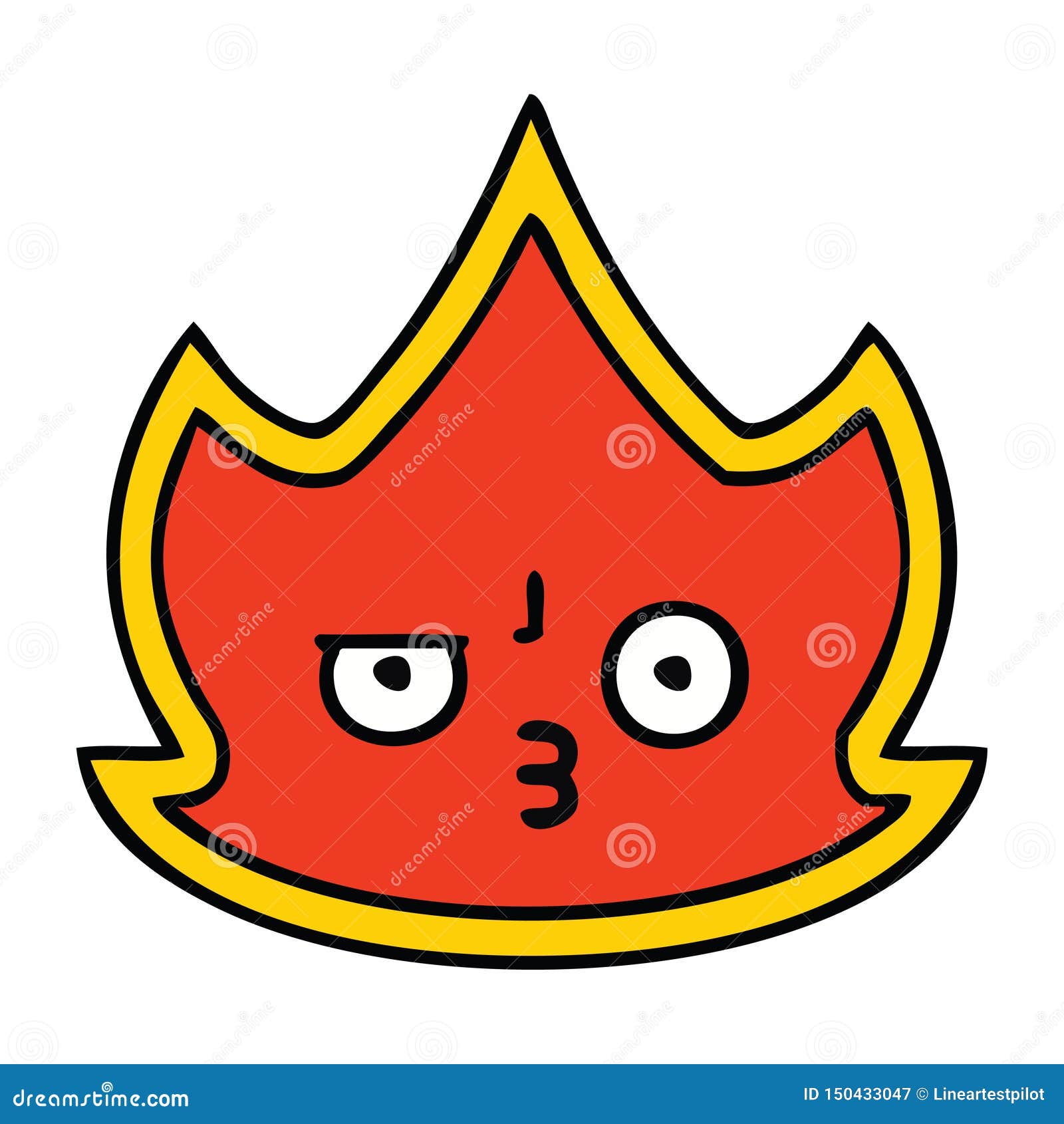 Cute cartoon of a fire stock vector. Illustration of freehand - 150433047